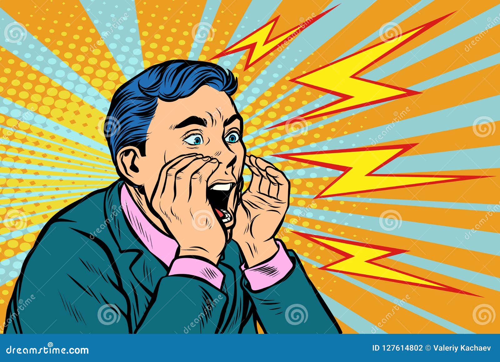 Man Screaming Calling, Pop Art Stock Vector - Illustration of business ...
