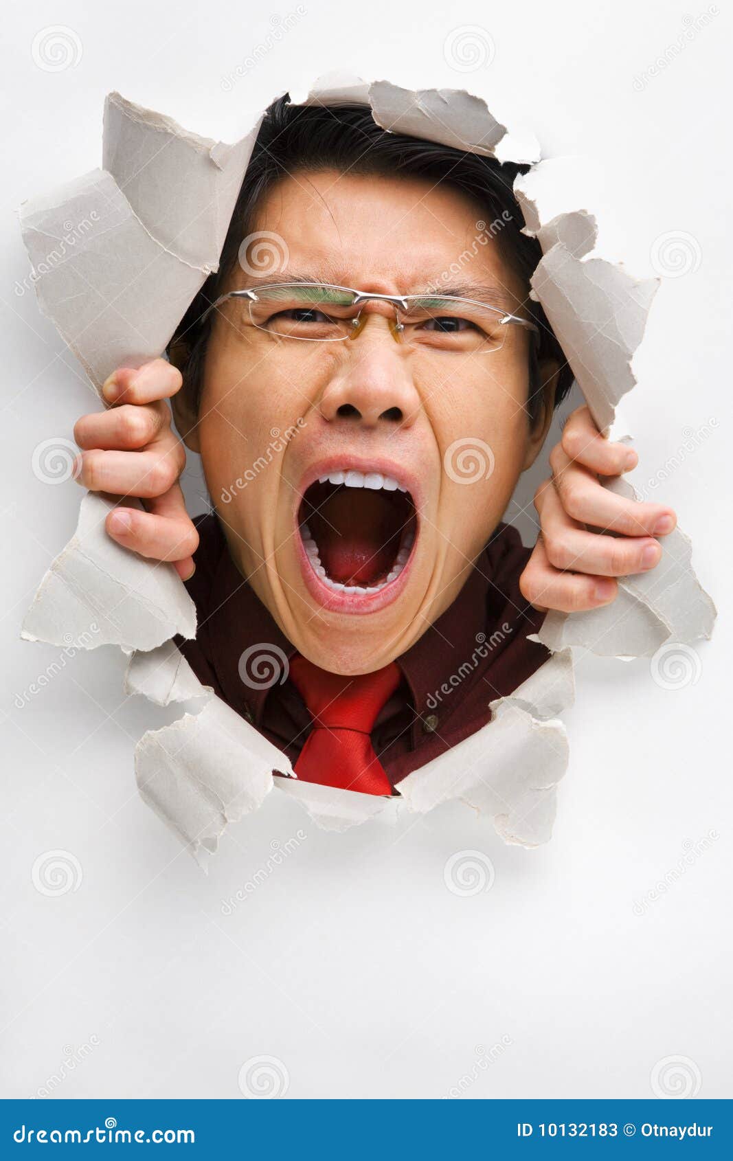 Man Screaming from the Hole in Wall Stock Image - Image of screaming ...