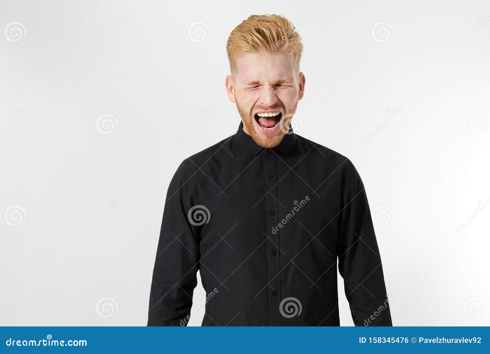 Man Screaming Isolated Copy Space Horizontal Image Stock Photo - Image ...