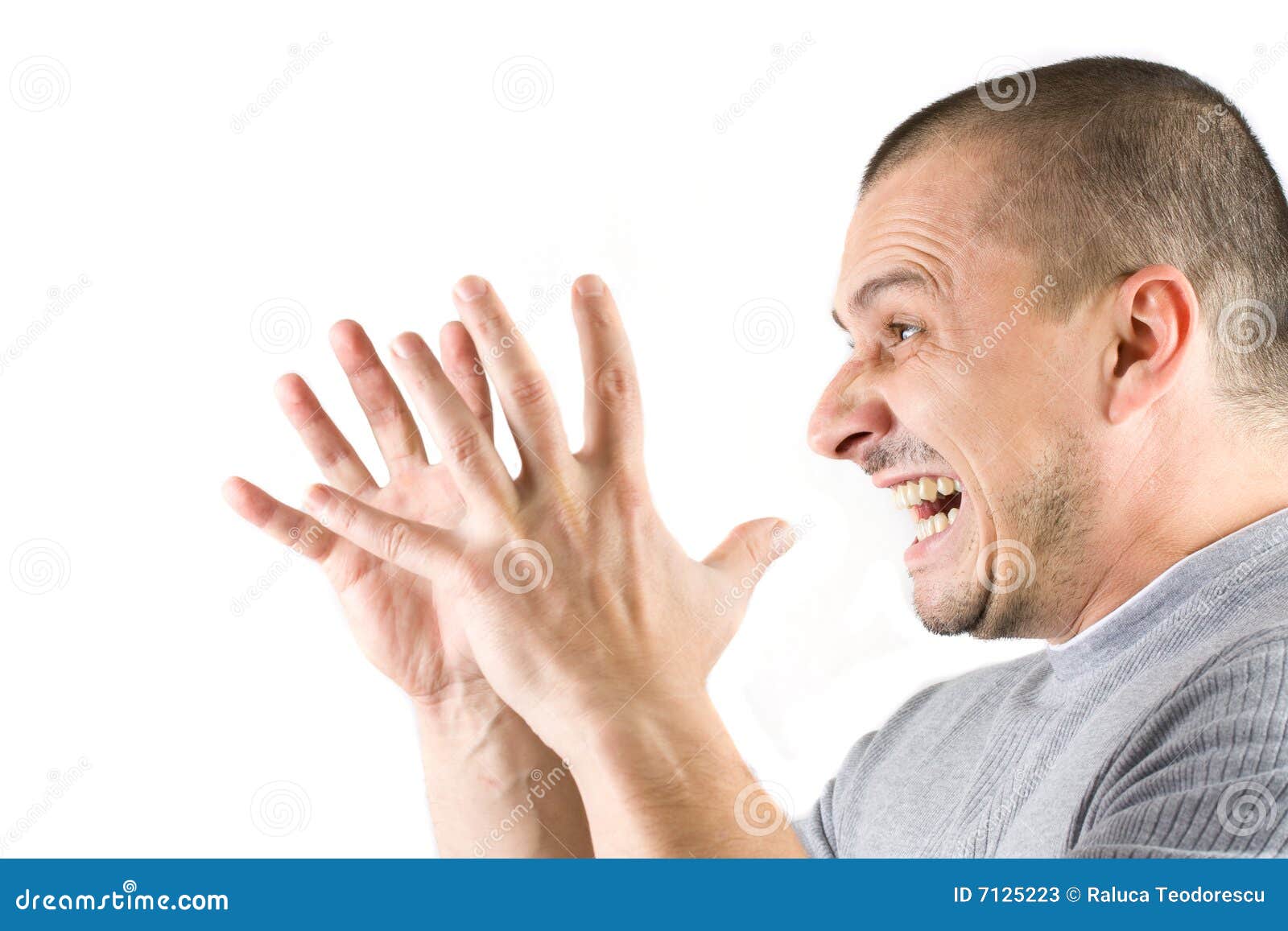 Man Screaming Isolated on White Background Stock Image - Image of open ...