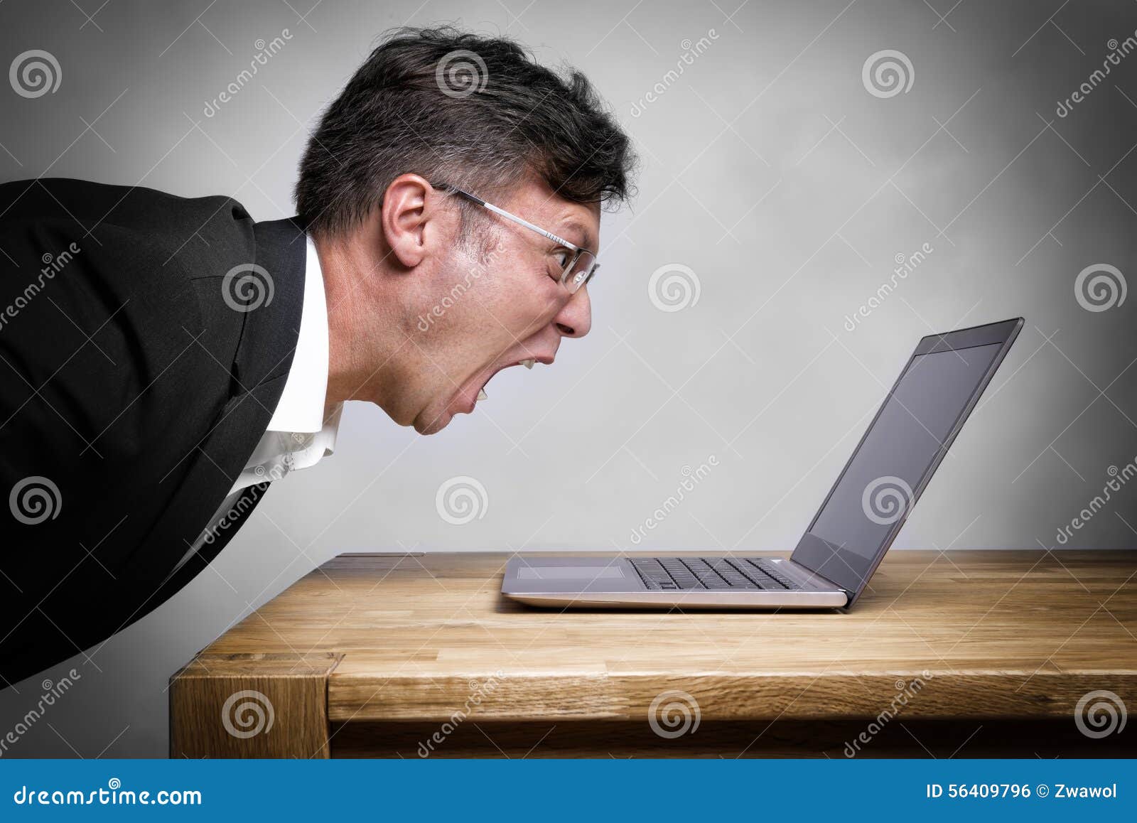 Man screaming at laptop stock photo. Image of punch, expression - 56409796