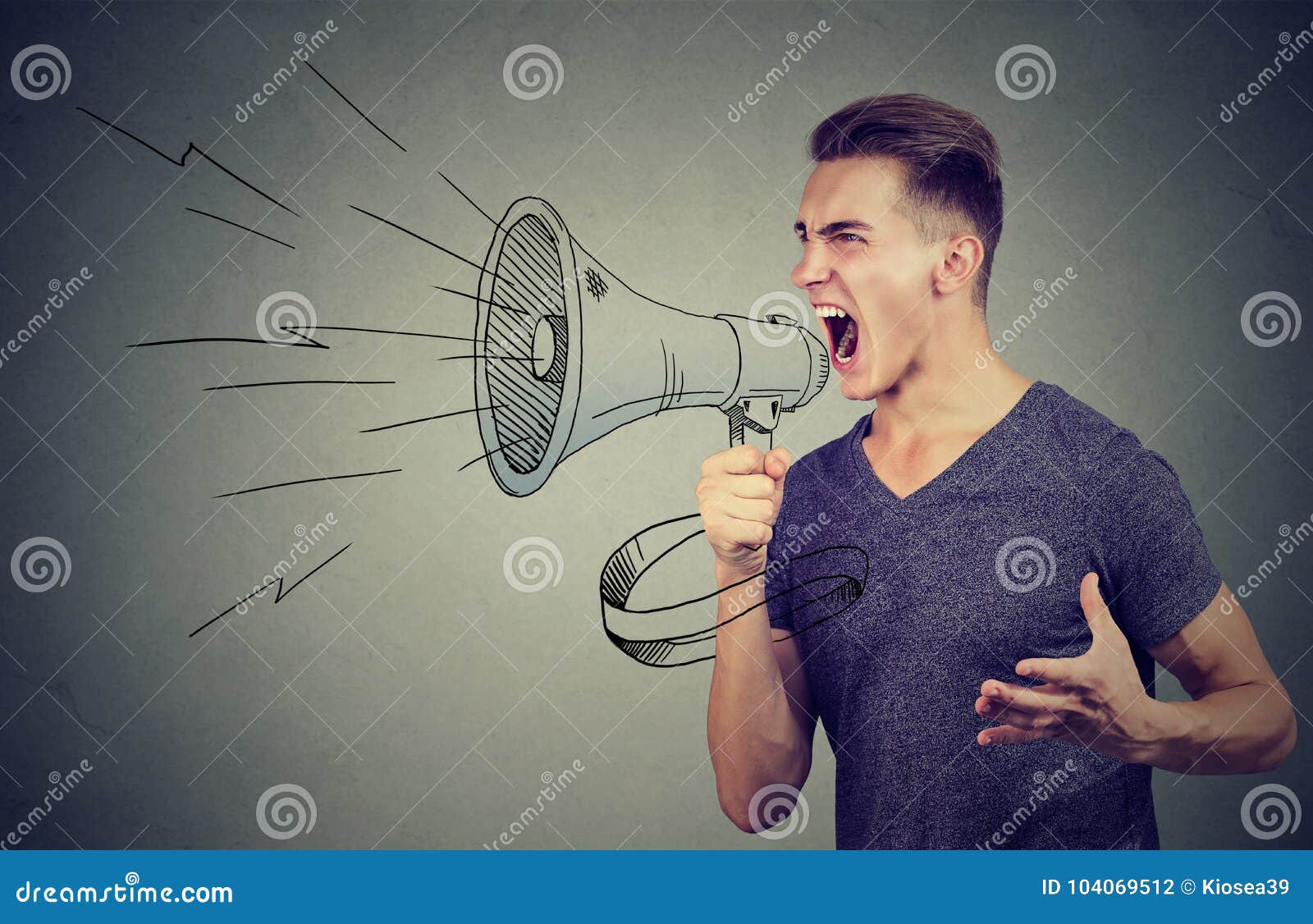 Man Screaming into a Megaphone Making an Announcement Stock Photo ... Man Screaming into a Megaphone Making an Announcement Stock Photo ...