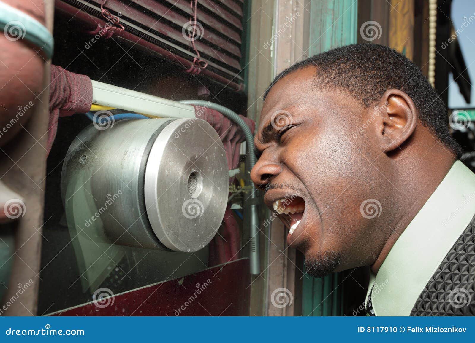 Man Screaming at the Microphone Stock Photo - Image of face, microphone ...