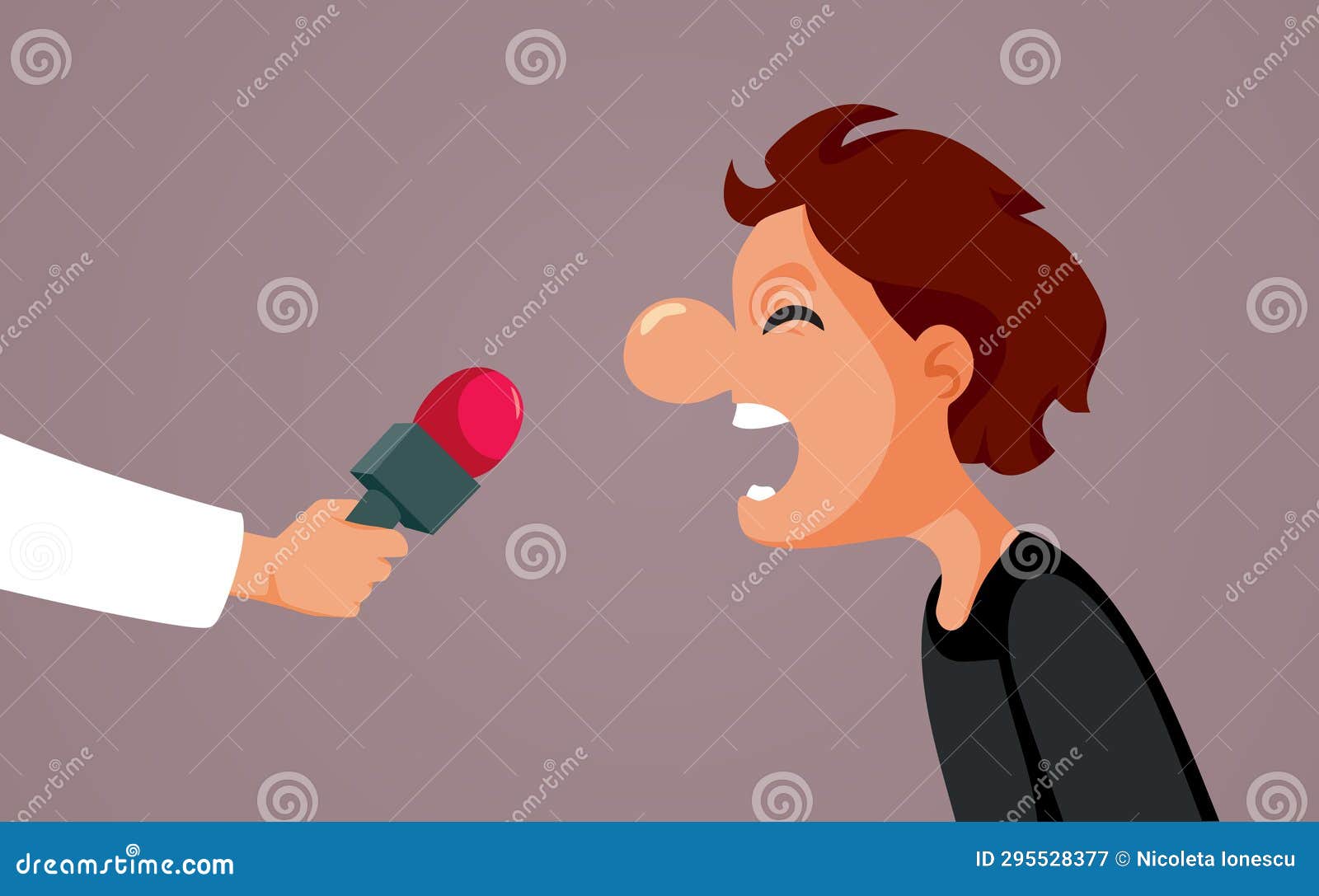 Man Screaming in a Microphone Interview Vector Cartoon Stock Vector ...