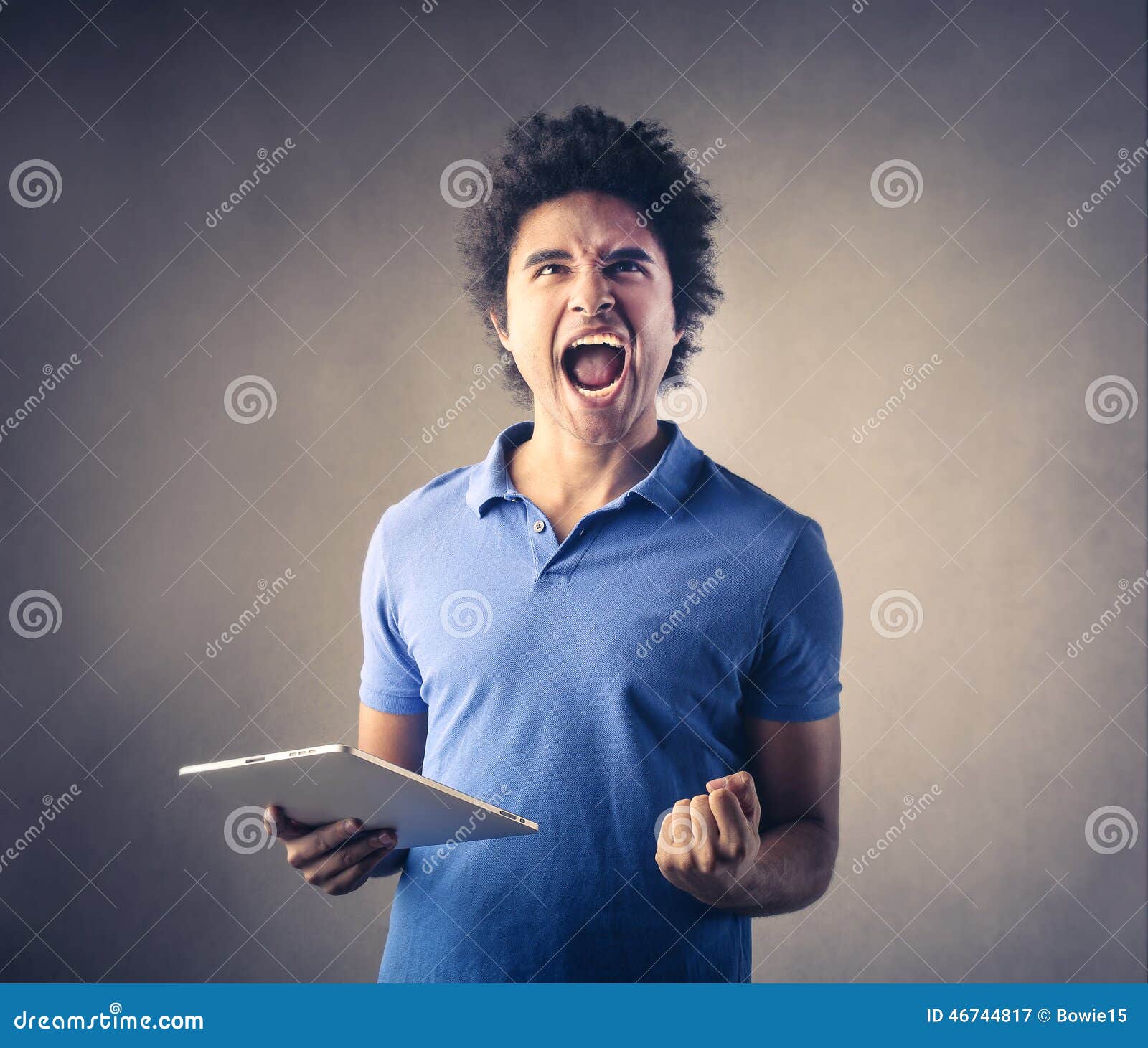 Man screaming out loud stock image. Image of tablet, expression - 46744817