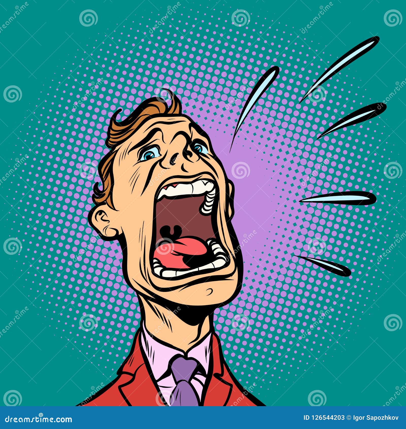 Man screams. panic stock vector. Illustration of leader - 126544203
