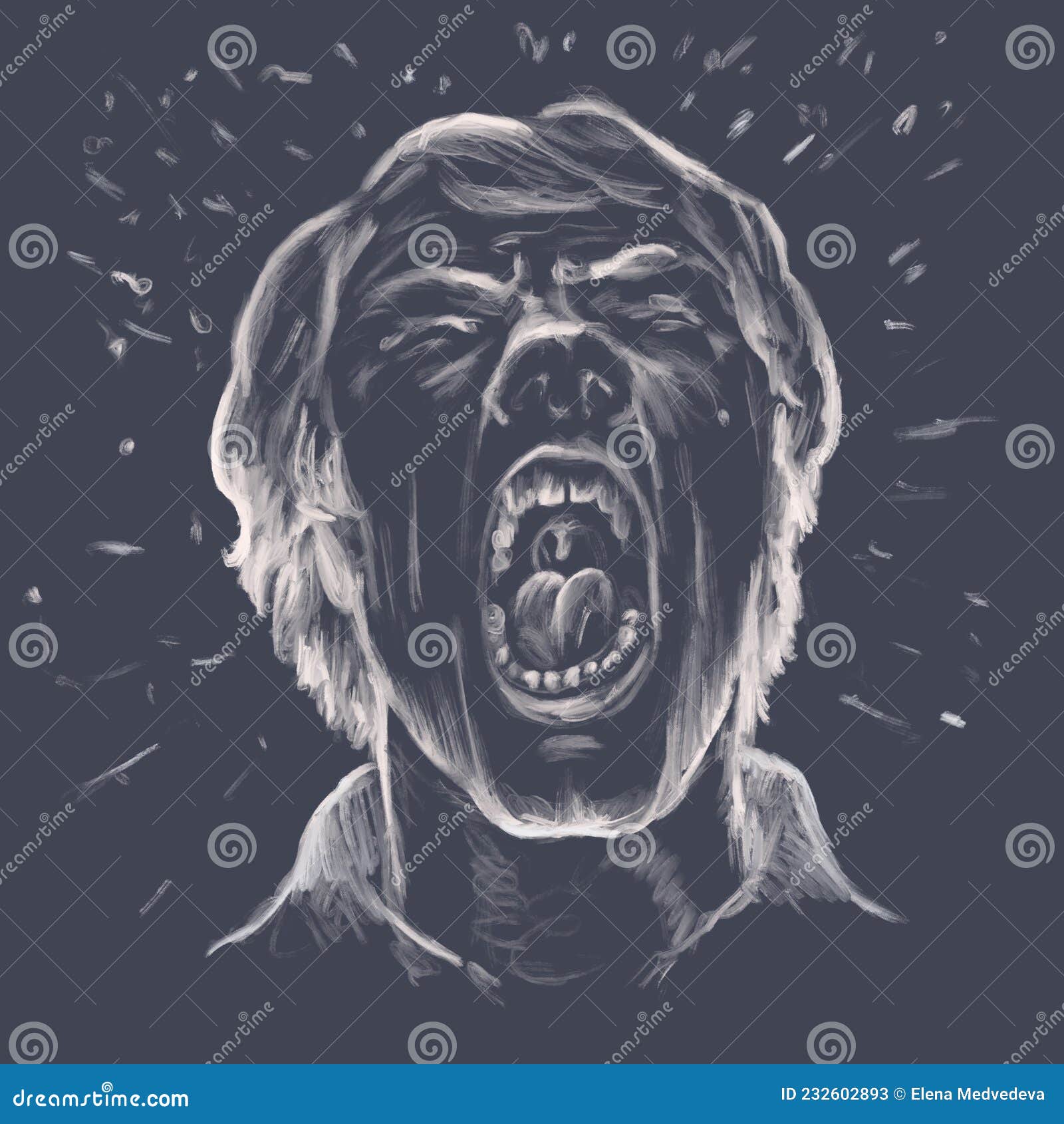 A Man that Screams with Rage. Portrait of a Man, Angry and Aggressive ...