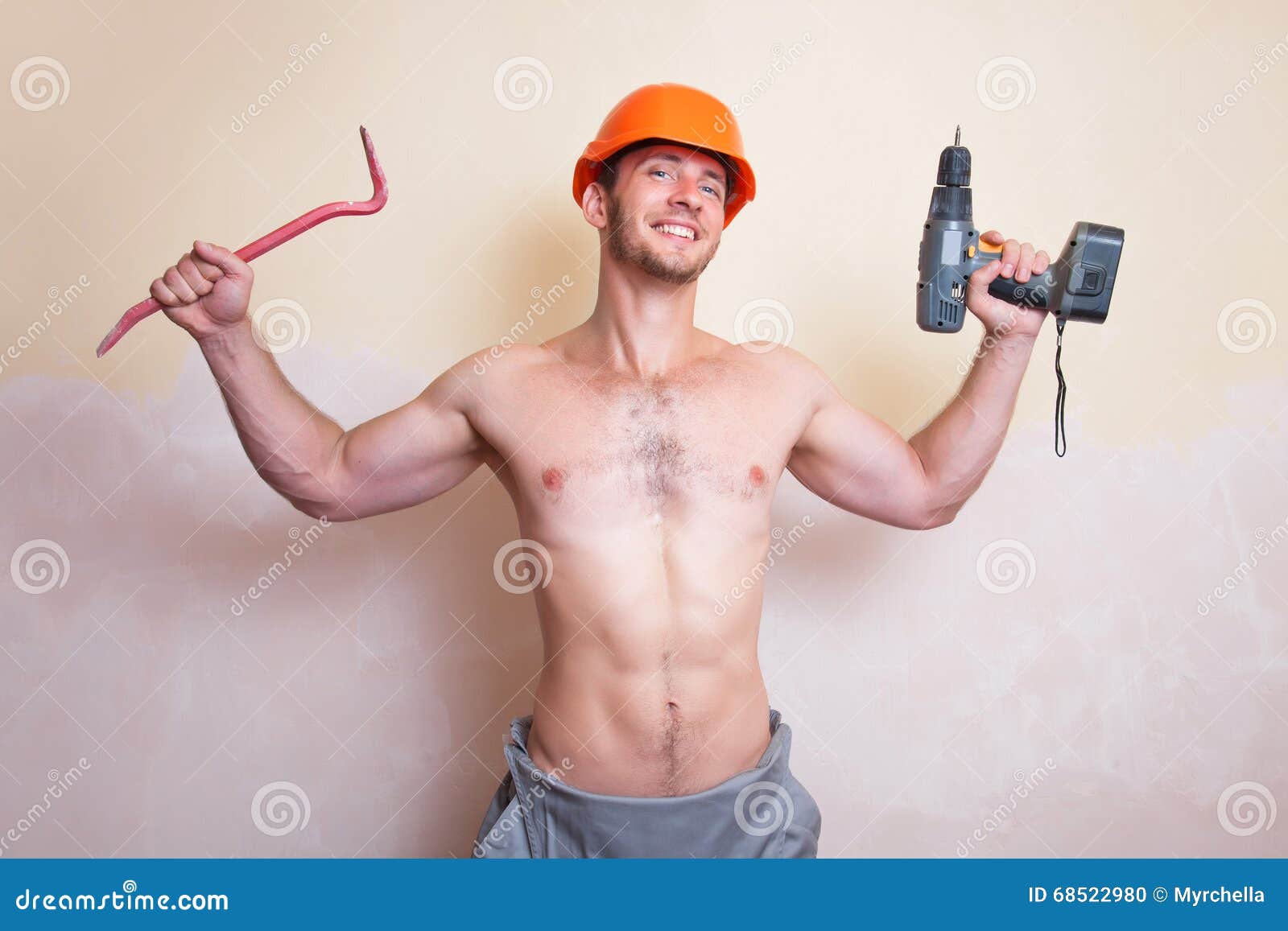 Man with a Screwdriver and Crowbar Stock Photo - Image of builder ...