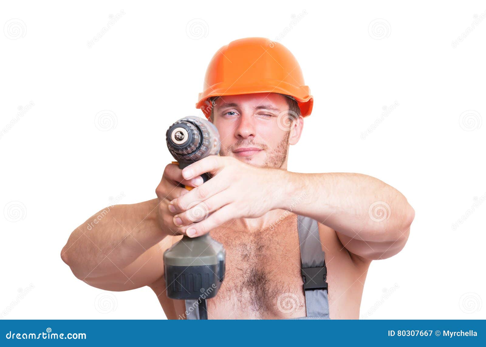 Man with a Screwdriver, Isolated on White Background. Stock Image ...