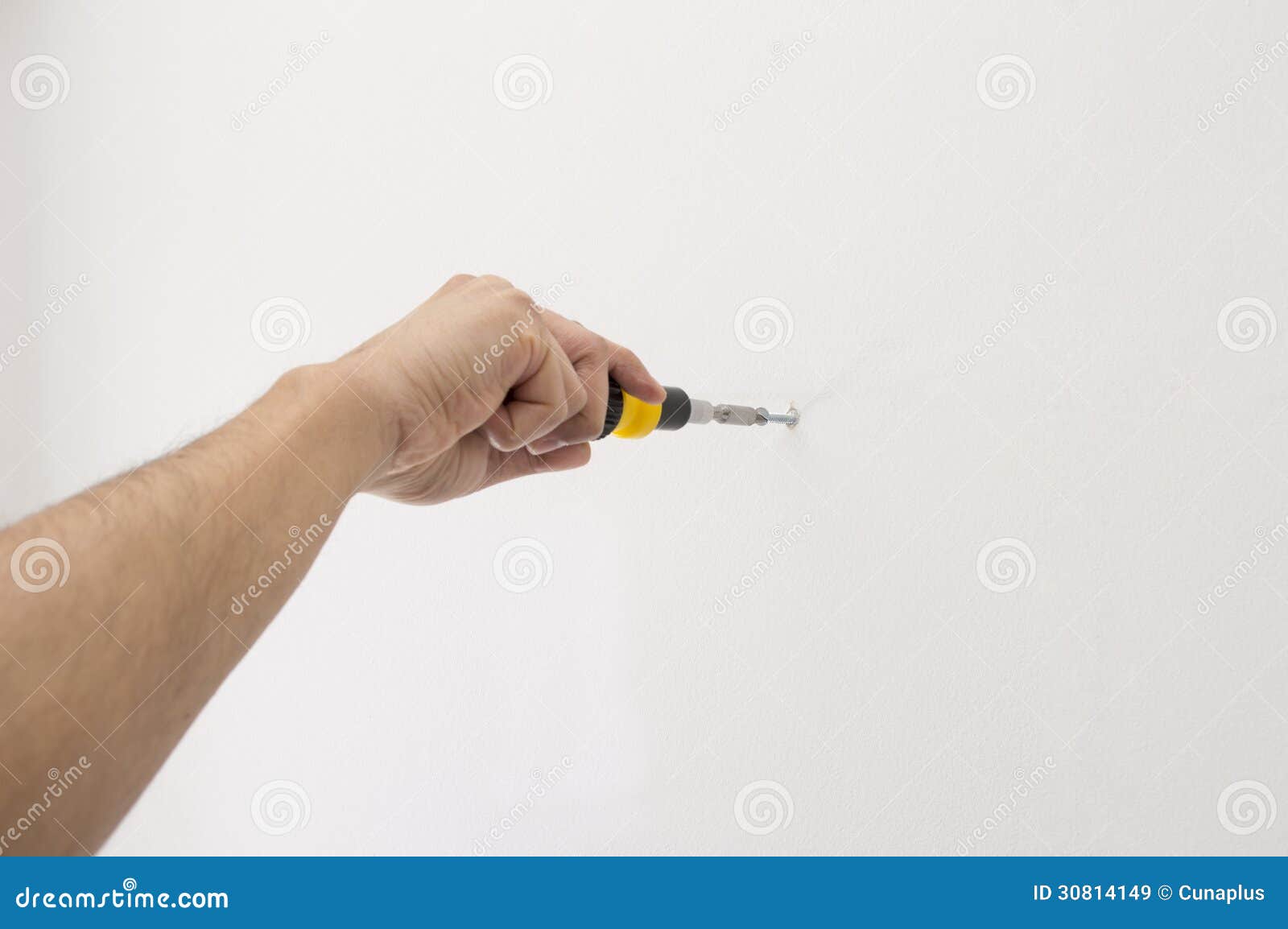 Man Screwing a with Screwdriver & Copy-space Stock Image - Image of ...