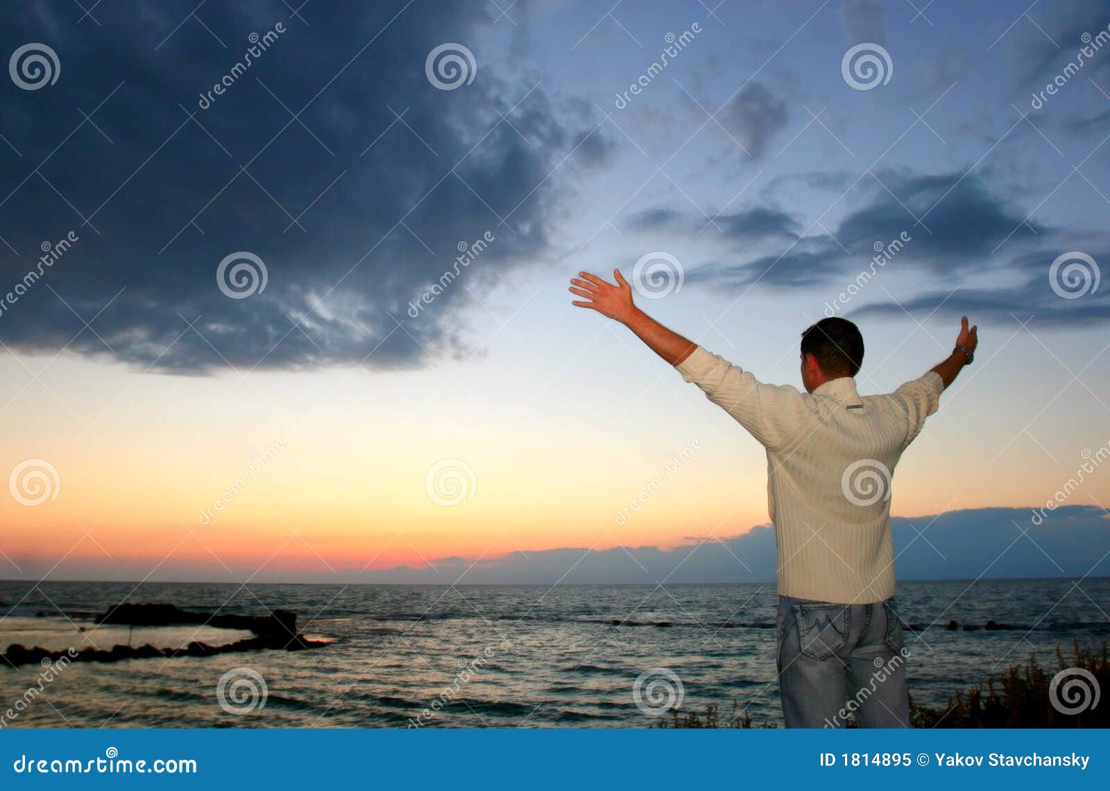 The man and the sea. stock image. Image of moves, colored - 1814895