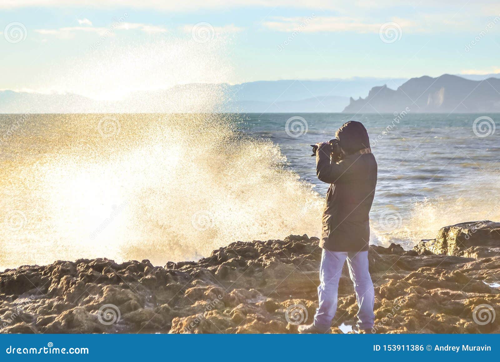 Man and the sea stock photo. Image of travel, young - 153911386