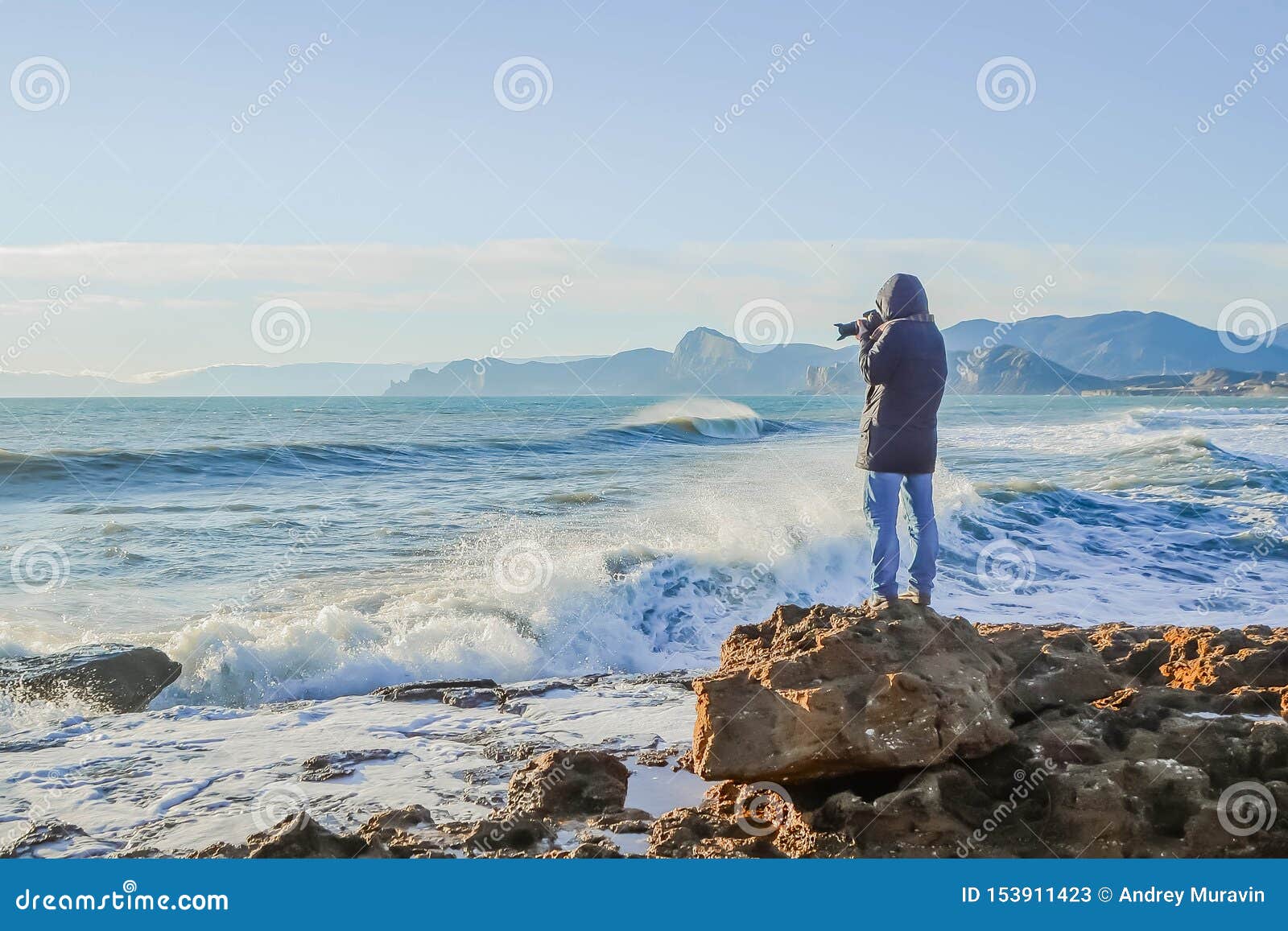 Man and the sea stock image. Image of thinking, young - 153911423