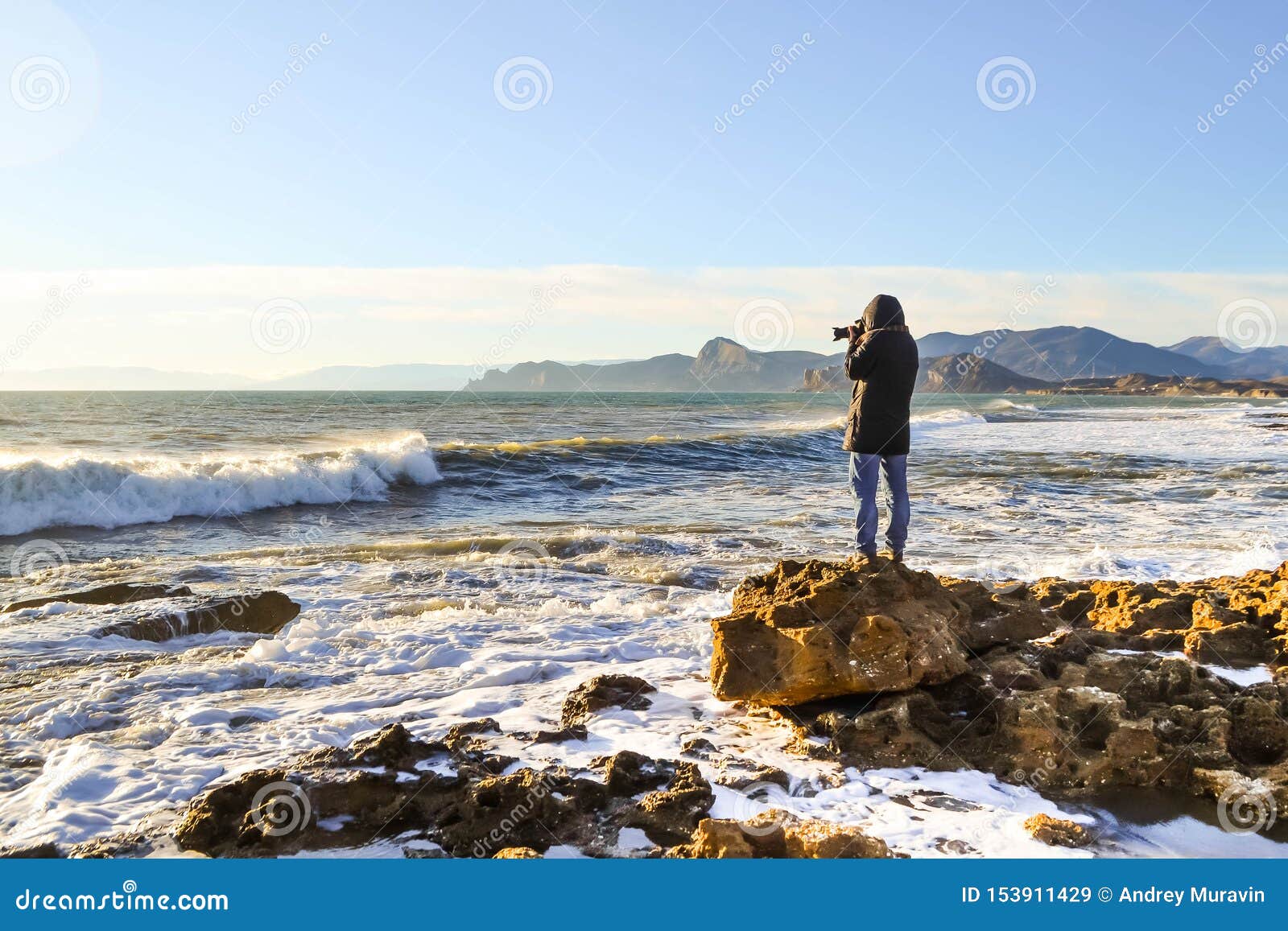 Man and the sea stock image. Image of looking, water - 153911429