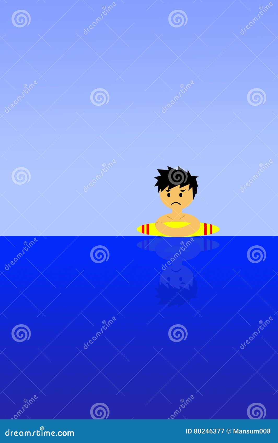 Man on the sea stock illustration. Illustration of deep - 80246377