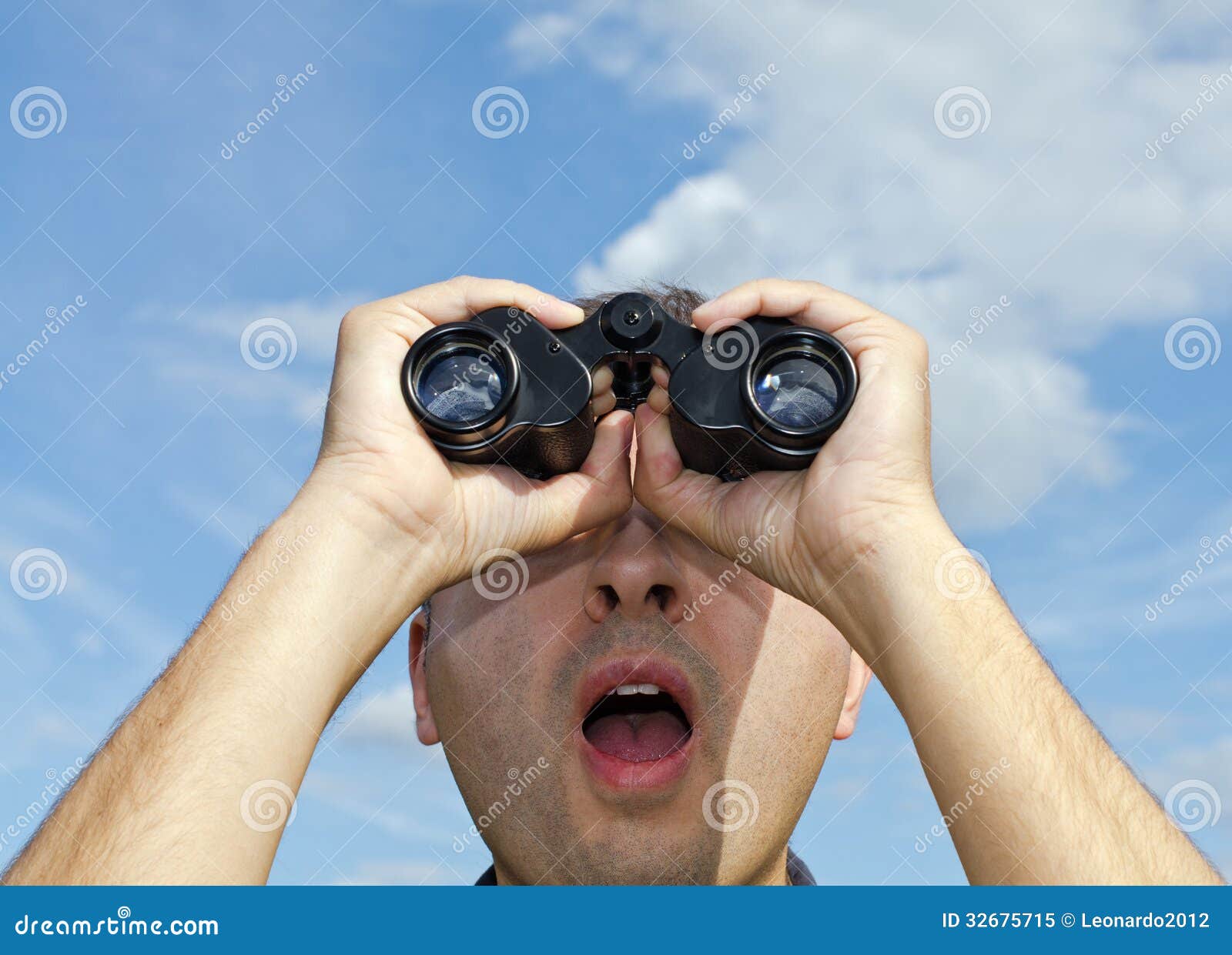 Man Searching with Binoculars. Stock Image - Image of people ...