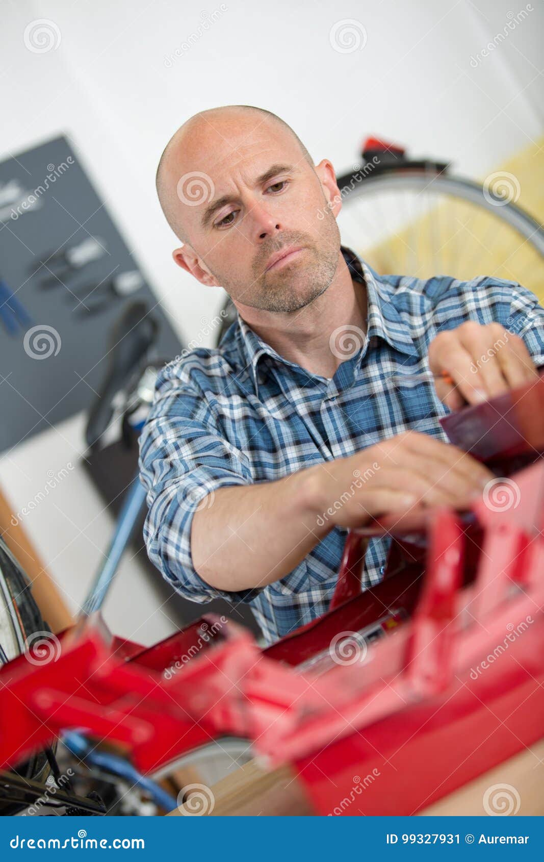 Man searching in tool box stock image. Image of person - 99327931