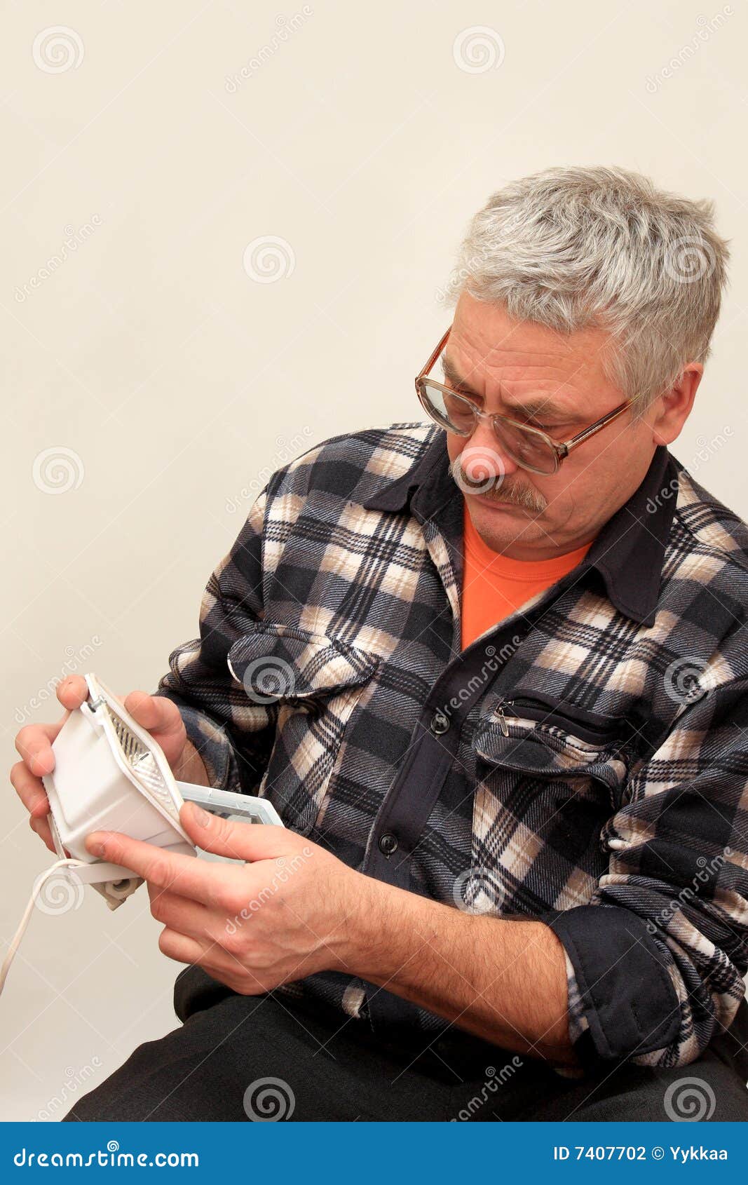 Man with a searchlight. stock photo. Image of ideas, grand - 7407702