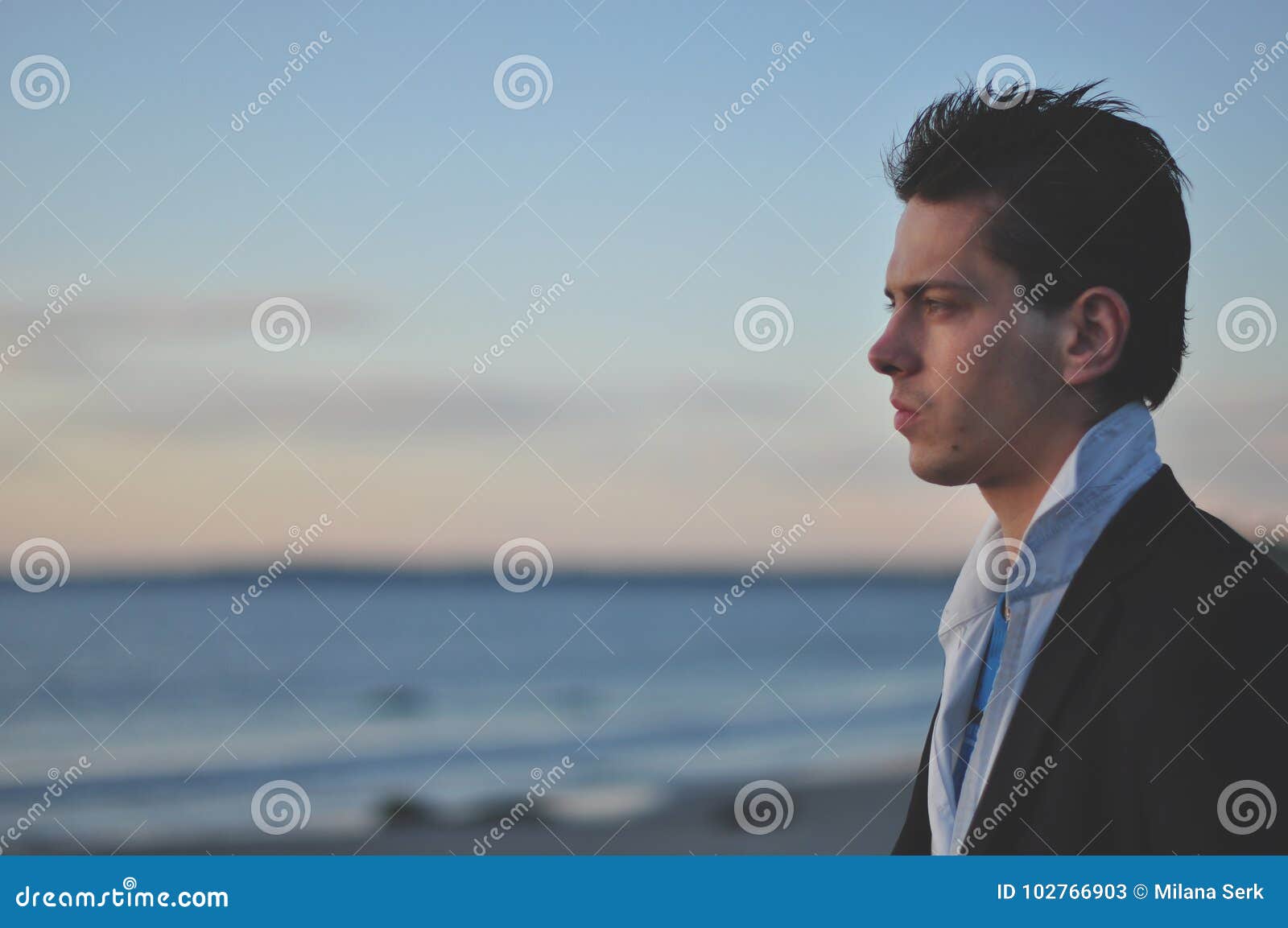 Man on the seaside stock image. Image of desolate, ocean - 102766903