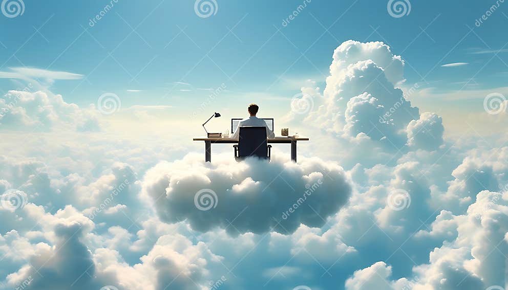 Cloud Computing: Working in the Cloud - Generative AI Stock Illustration - Illustration of ...