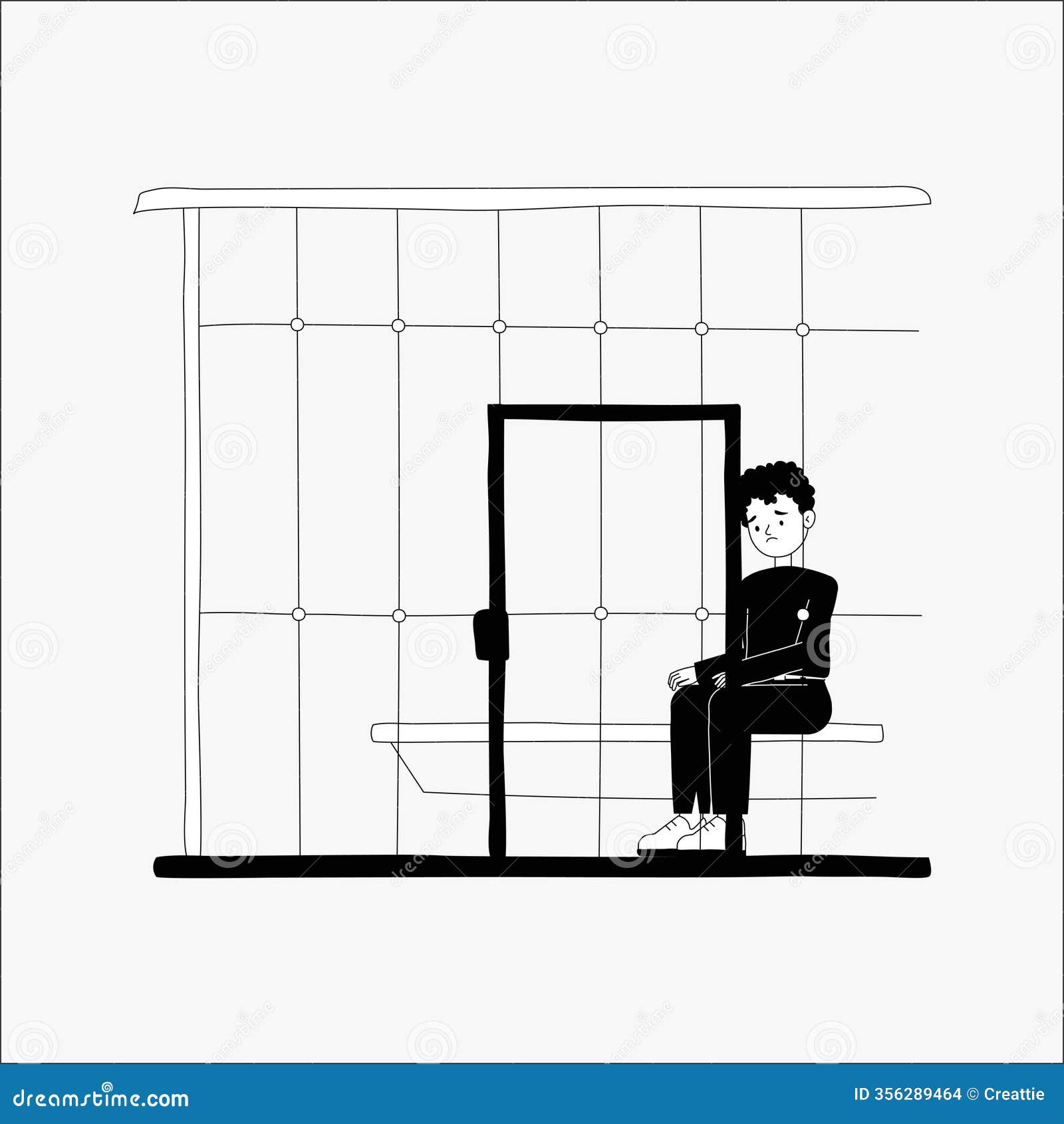 Man Sitting in Prison Cell in Flat Vector Illustration Symbolizing ...