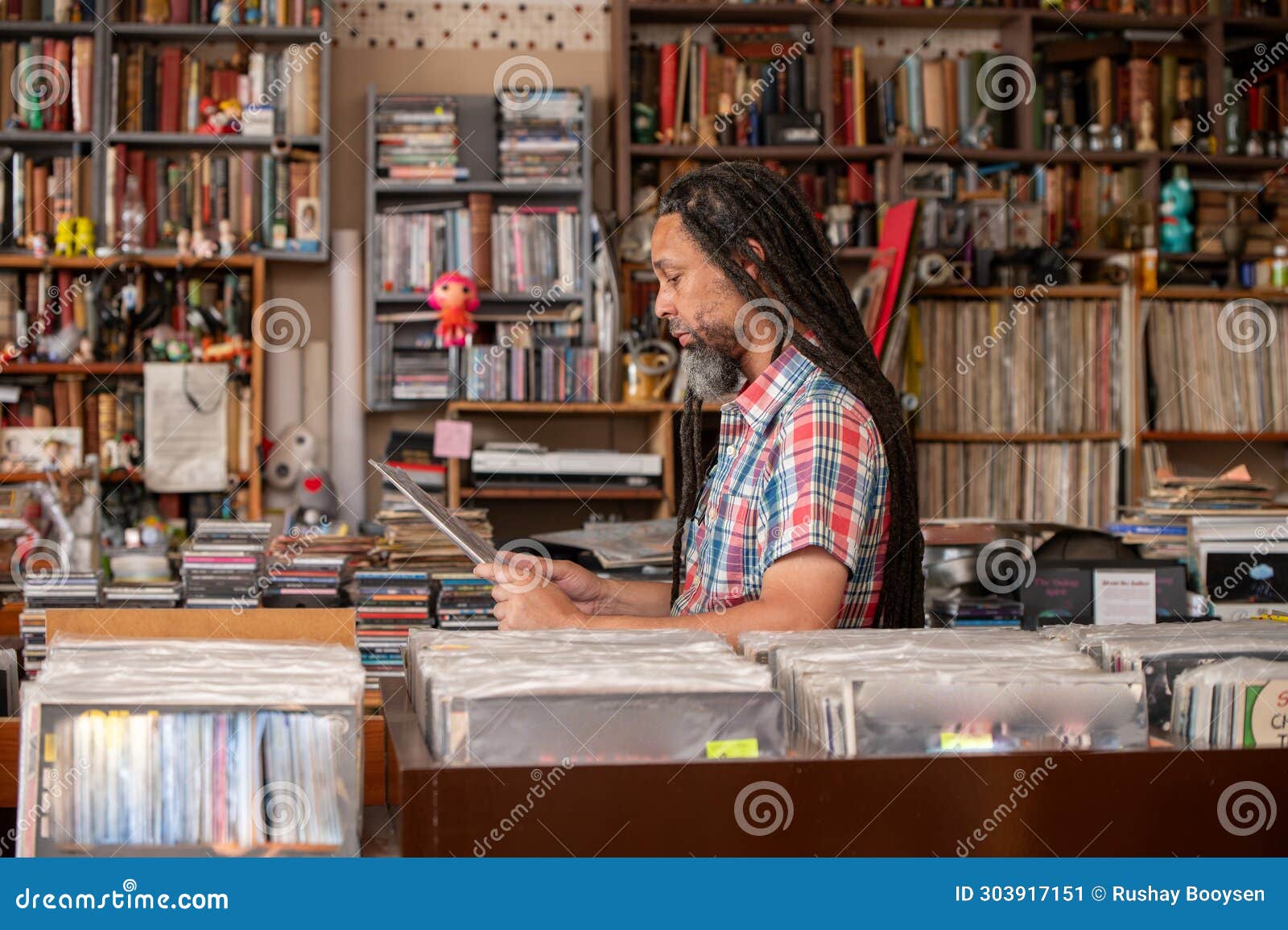 Man Seen Searching through Vinyl Records Stock Image - Image of stack ...