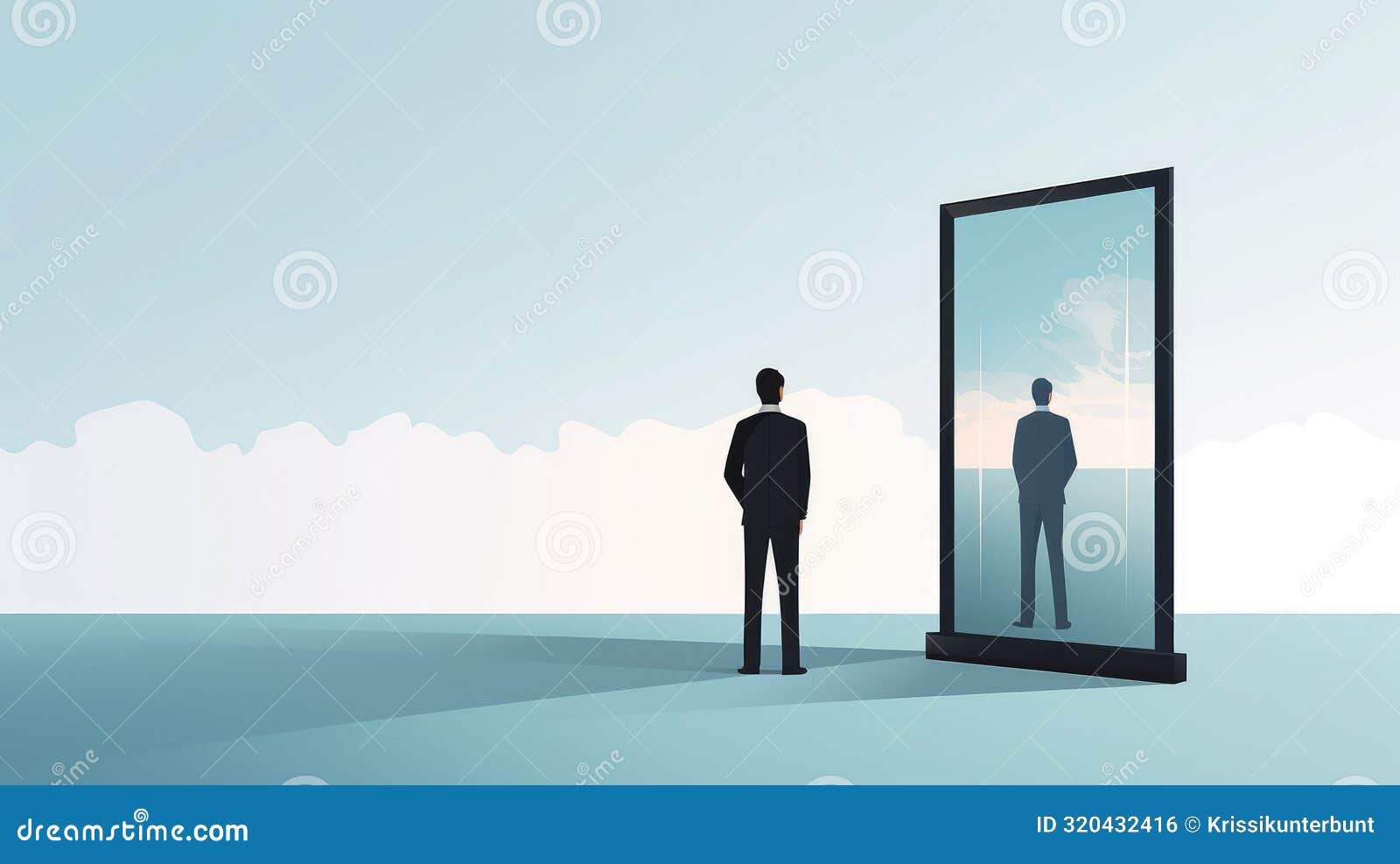 Man Sees a Strange Reflection in the Mirror AI Generated Stock ...