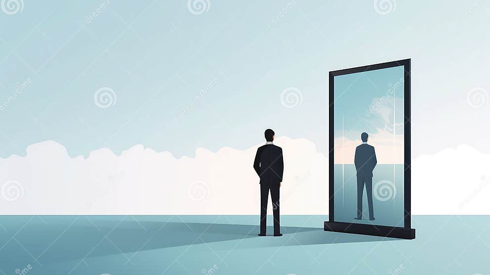Man Sees a Strange Reflection in the Mirror AI Generated Stock Illustration - Illustration of ...
