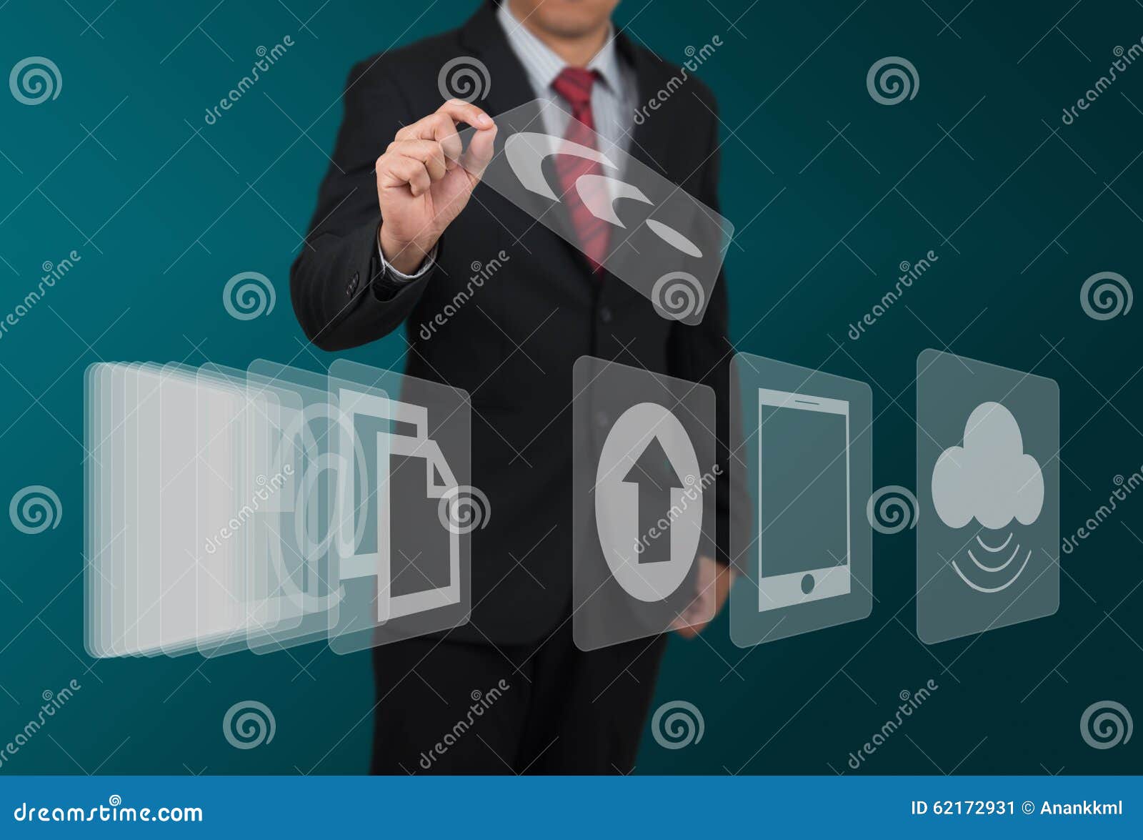Man Select Computer Icon on Touch Screen Stock Image - Image of concept ...