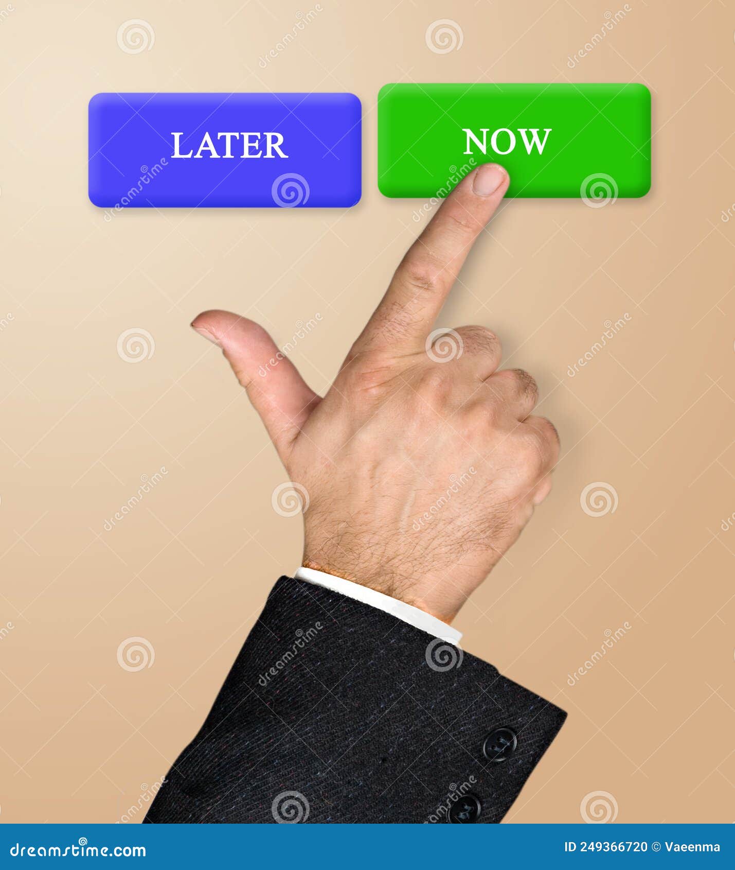 Selecting Buttons Now and Later Stock Photo - Image of person, button ...