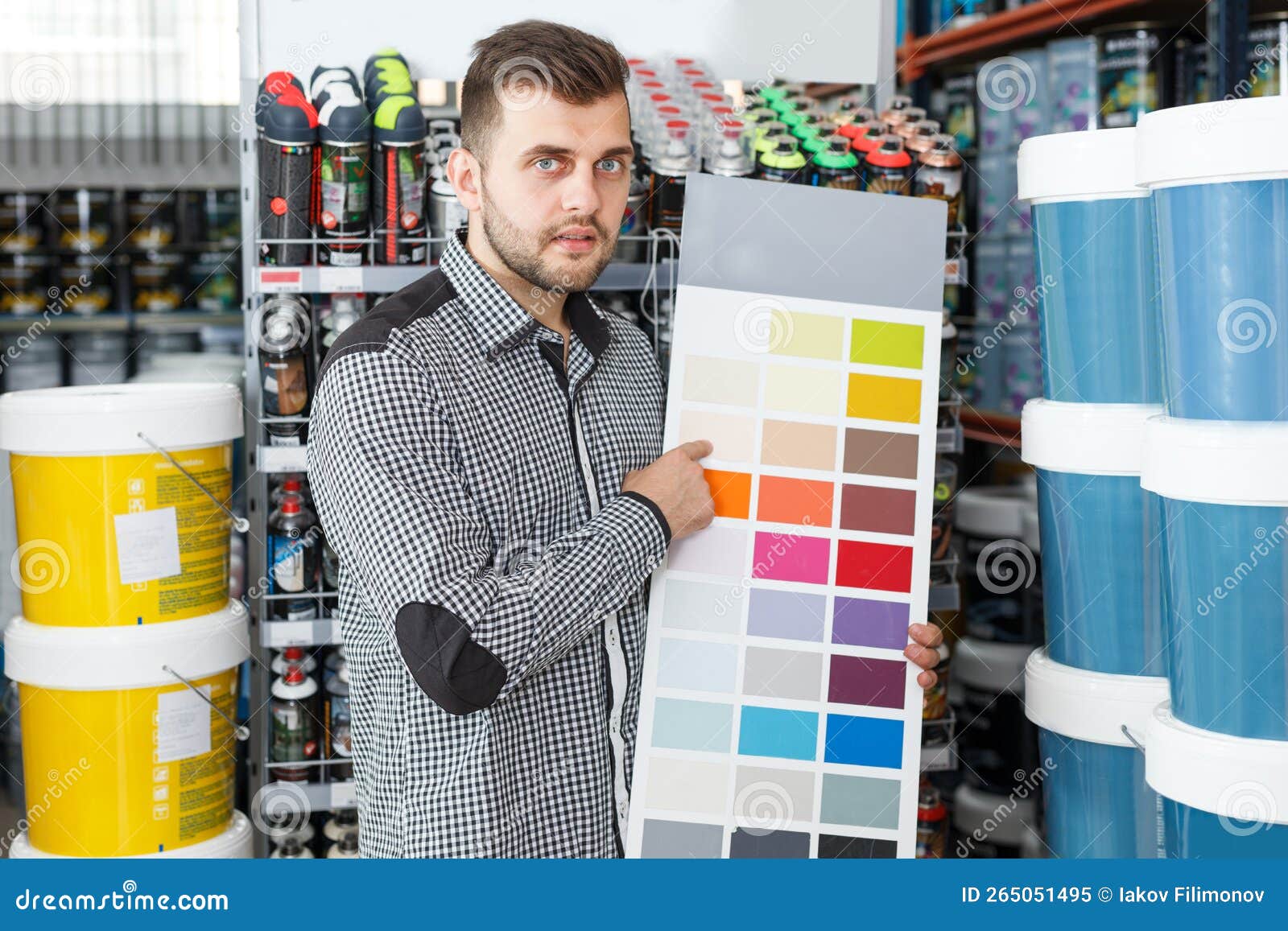 Man Selecting Samples of Color at Palette Stock Image - Image of paint ...