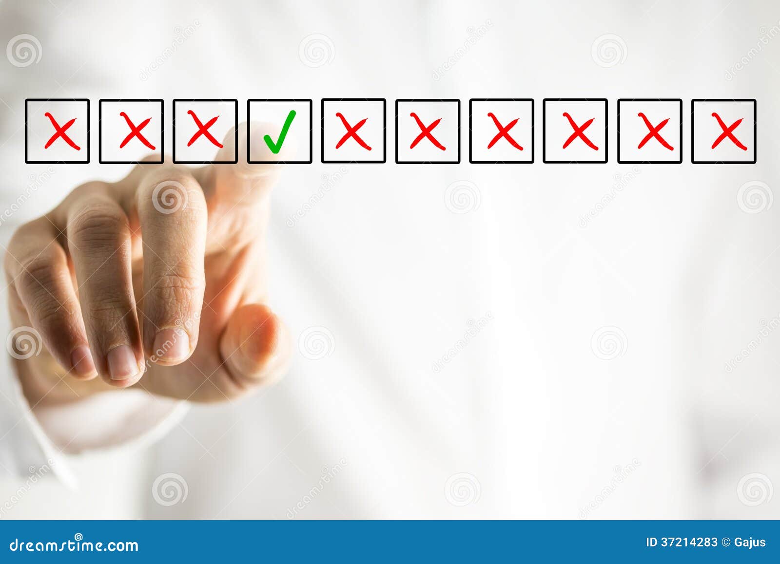 Man Selecting a Ticked Box from Amongst Crosses Stock Image - Image of ...