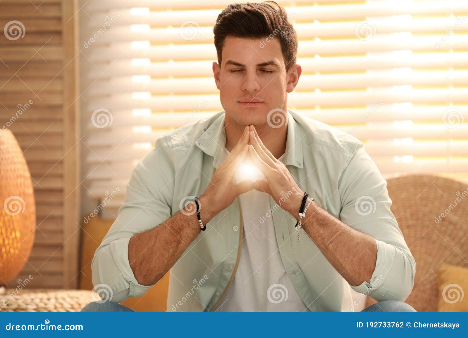 Man during Self-healing Session in Room Stock Photo - Image of male ...