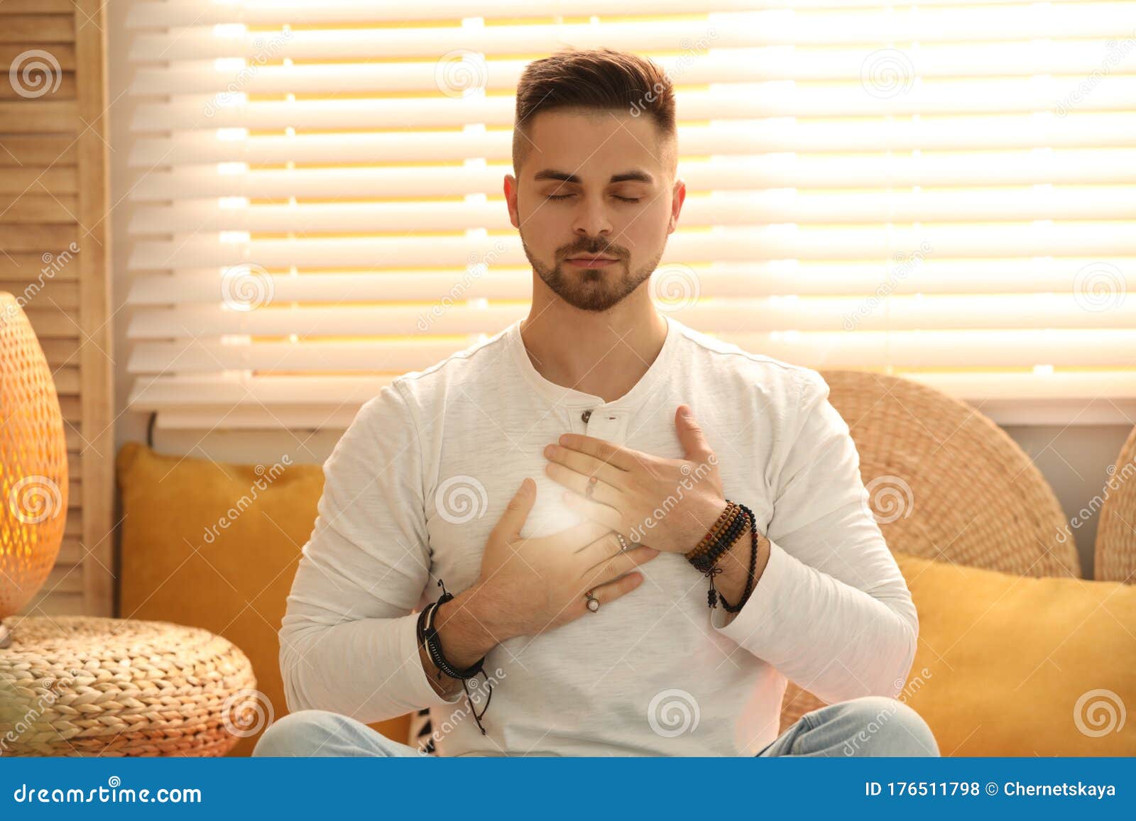 Man during Self-healing Session in Therapy Room Stock Photo - Image of ...