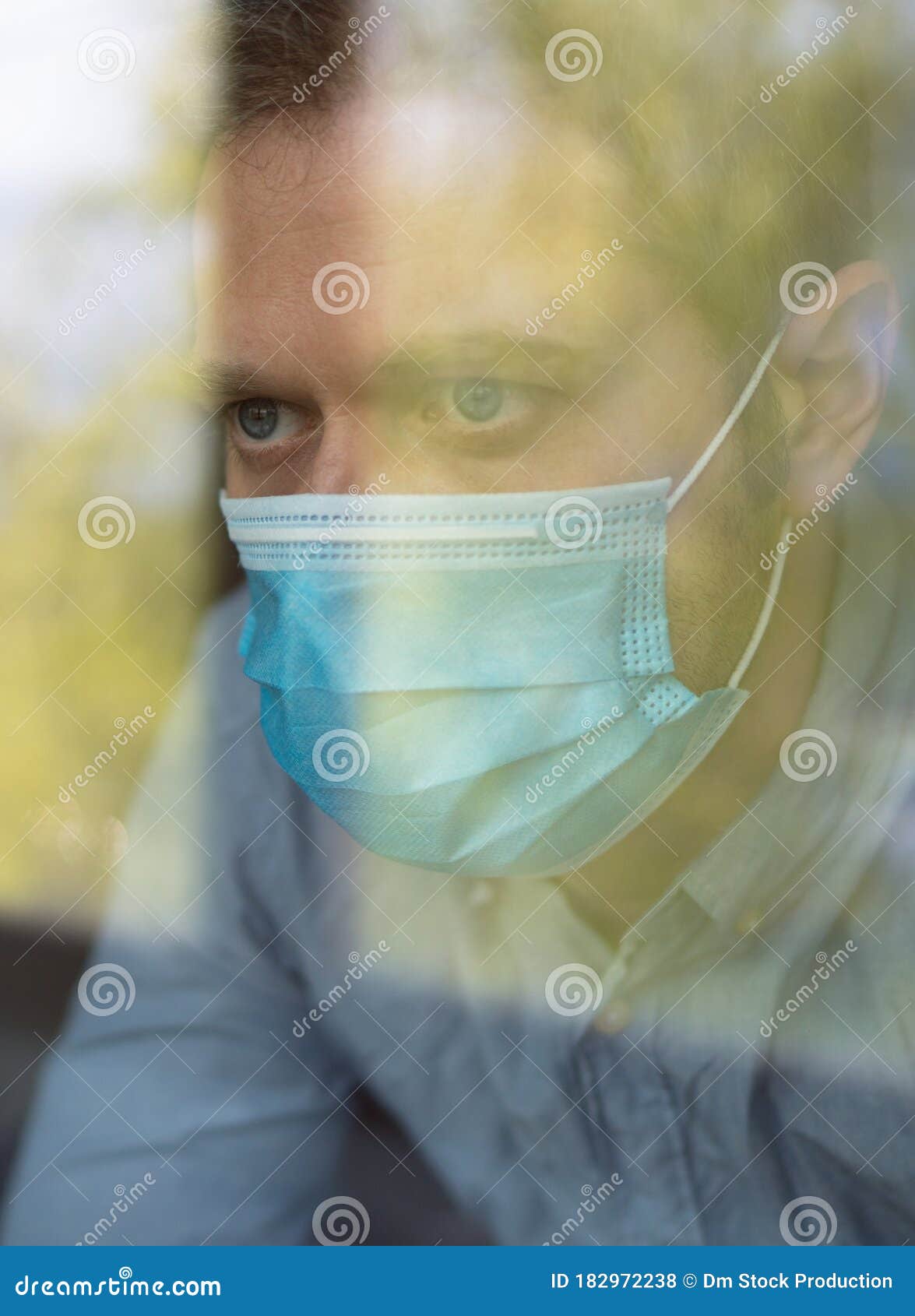 Man during self isolation. stock photo. Image of protection - 182972238