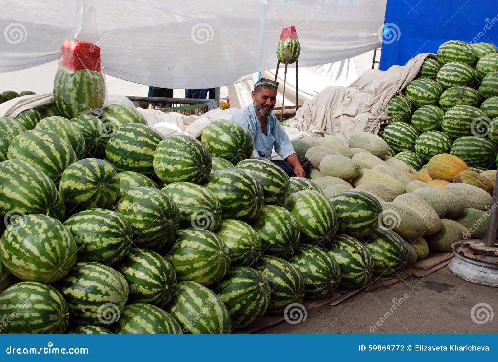 A Man Sells Melons and Watermelons Editorial Photography - Image of ...