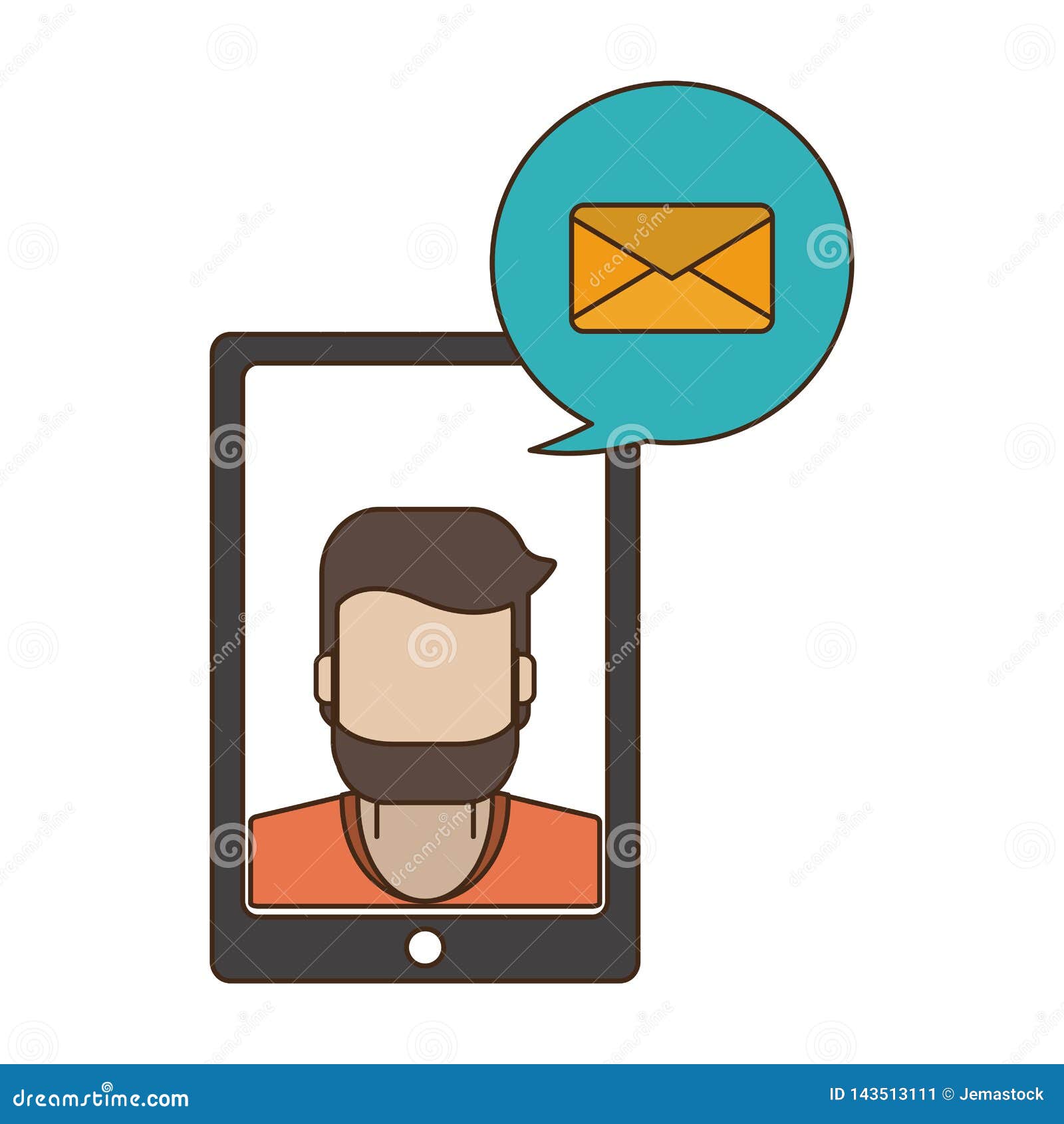 Man Sending Email on Smartphone Screen Stock Vector - Illustration of ...