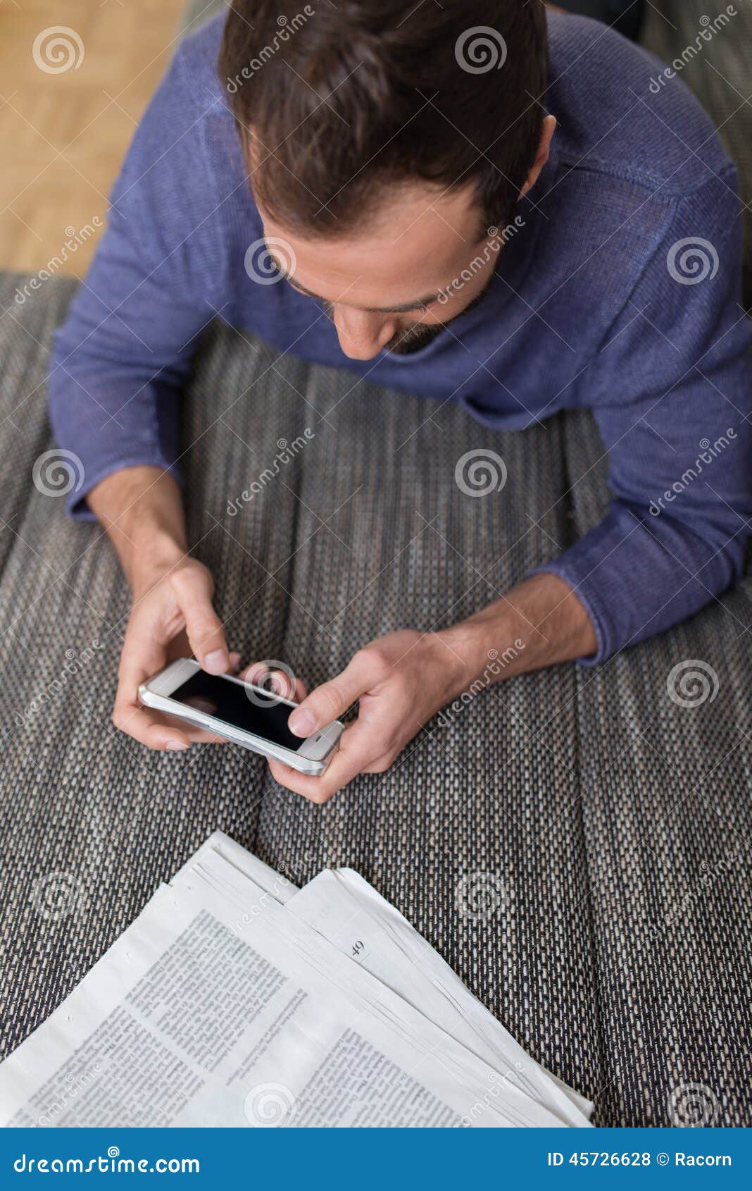Man Sending a Text Message on His Smartphone Stock Photo - Image of ...