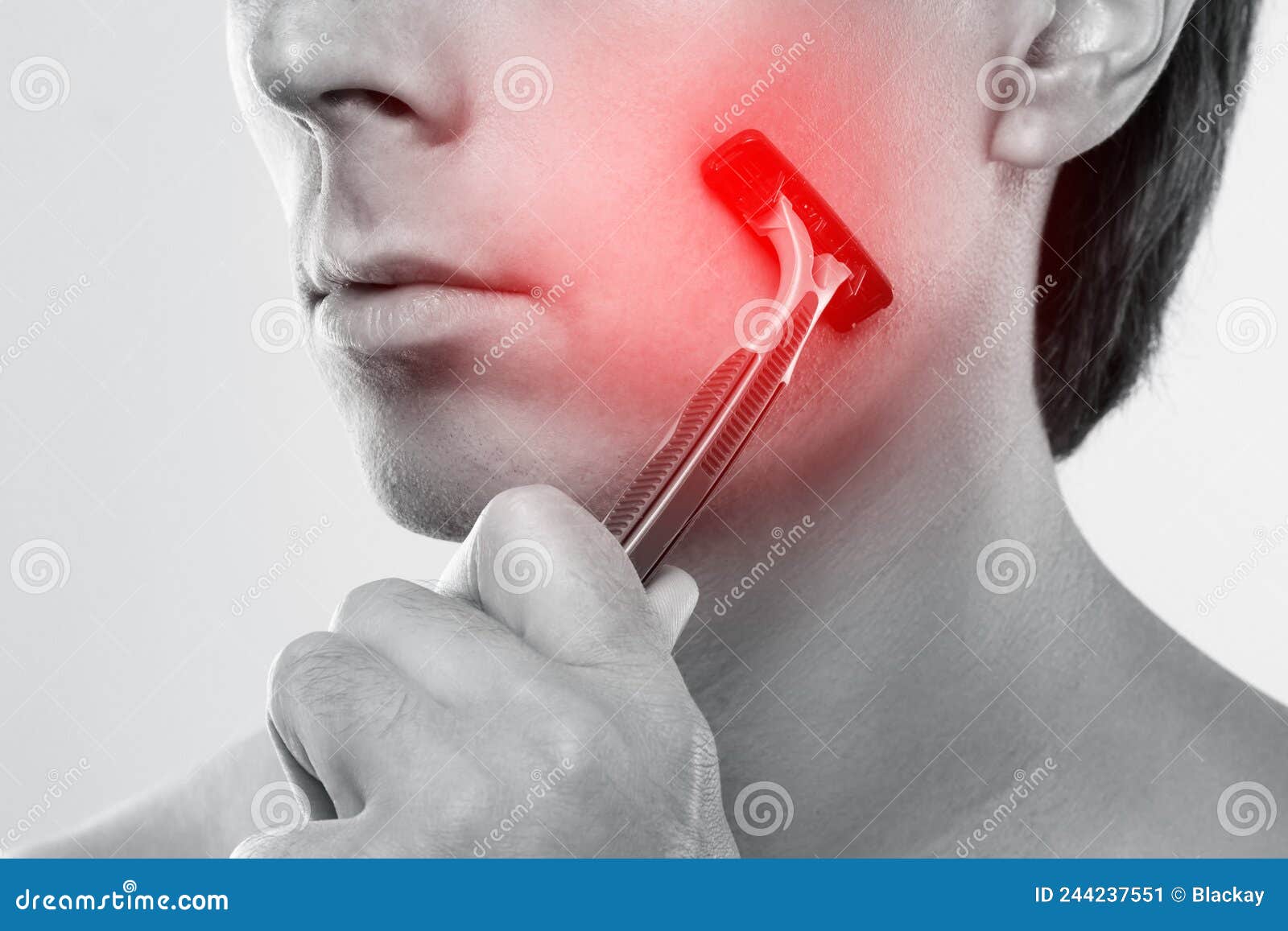 Man with a Sensitive Skin during a Shaving Routine Stock Image - Image ...
