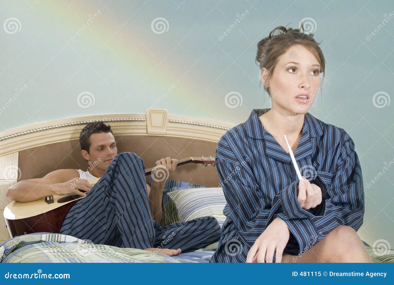 Man serenading woman stock image. Image of bedroom, life - 481115
