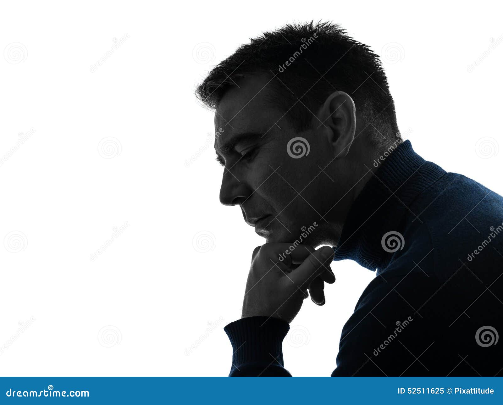 Man Serious Thinking Pensive Silhouette Portrait Stock Image - Image of ...