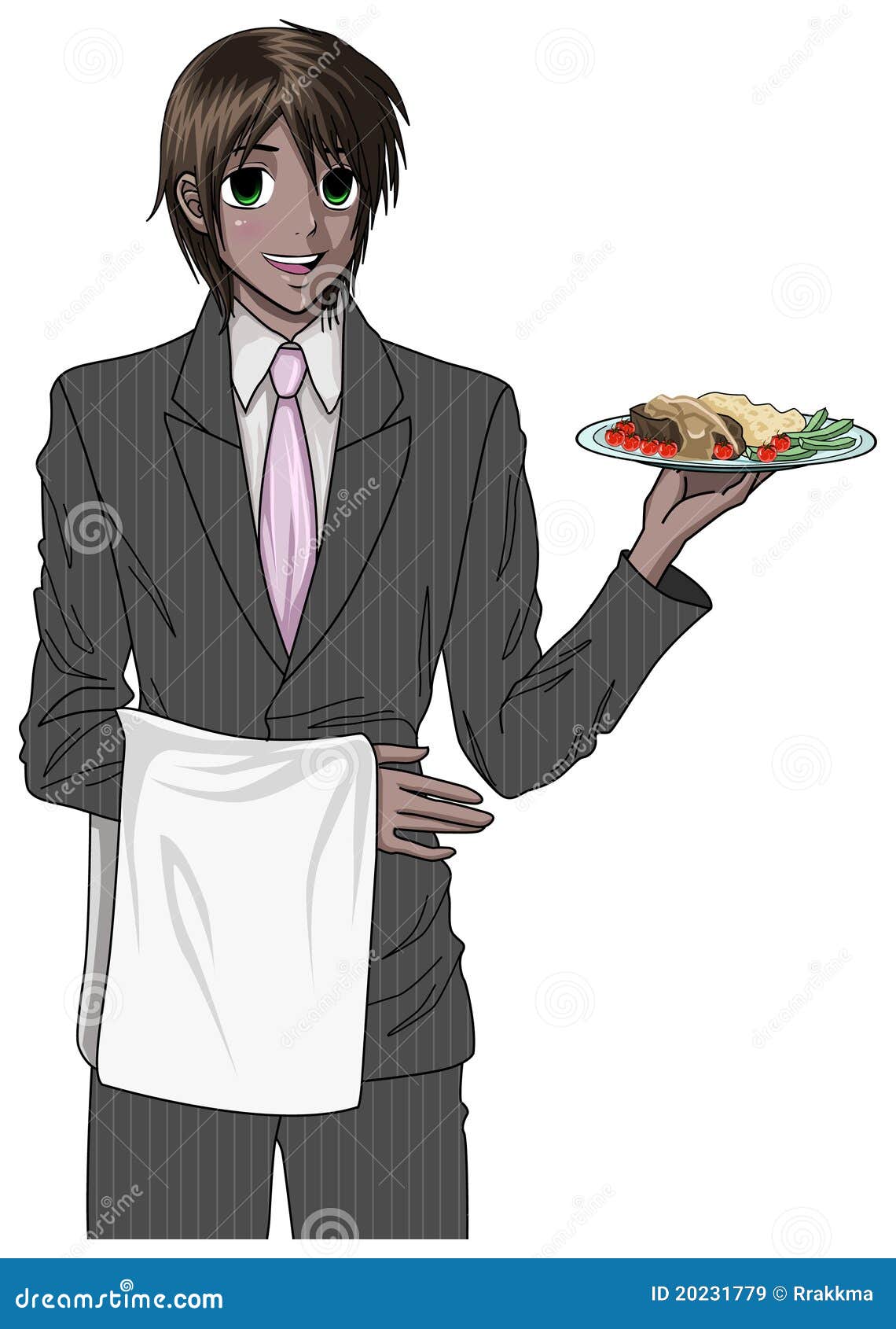 Man Serving Food stock vector. Illustration of gourmet - 20231779