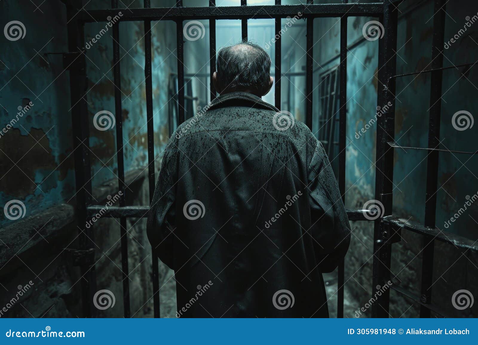 A Man Serving His Time in Prison Behind Bars Stock Illustration - Illustration of fraud, outlaw ...