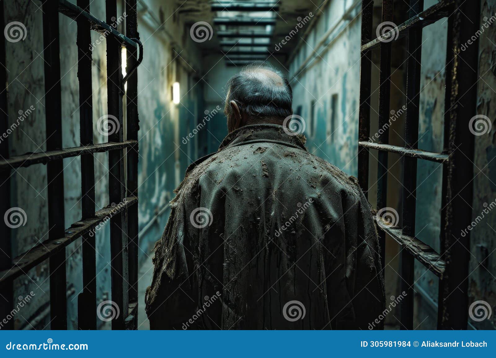 A Man Serving His Time in Prison Behind Bars Stock Illustration - Illustration of accused ...