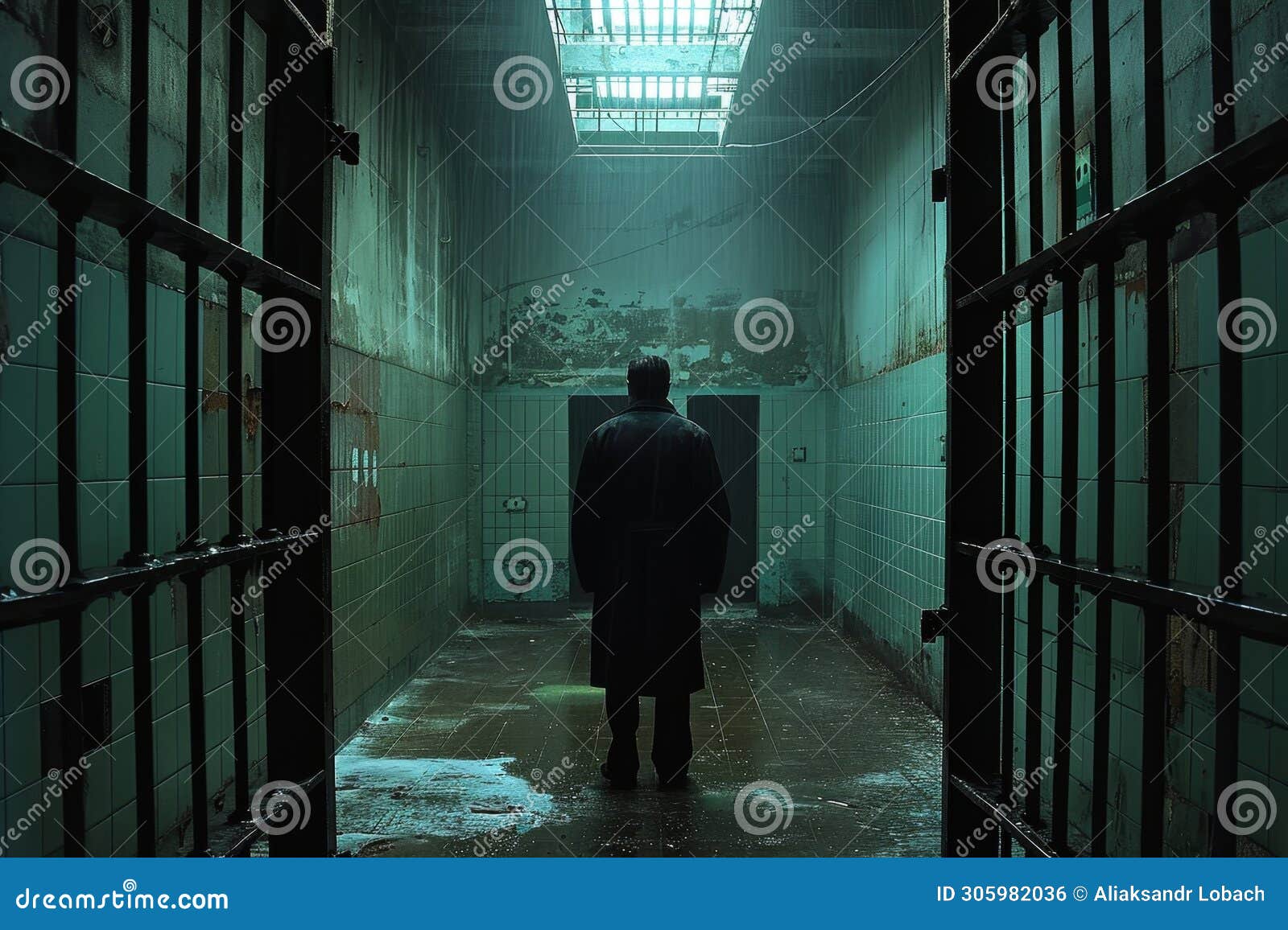 A Man Serving His Time in Prison Behind Bars Stock Illustration - Illustration of justice ...