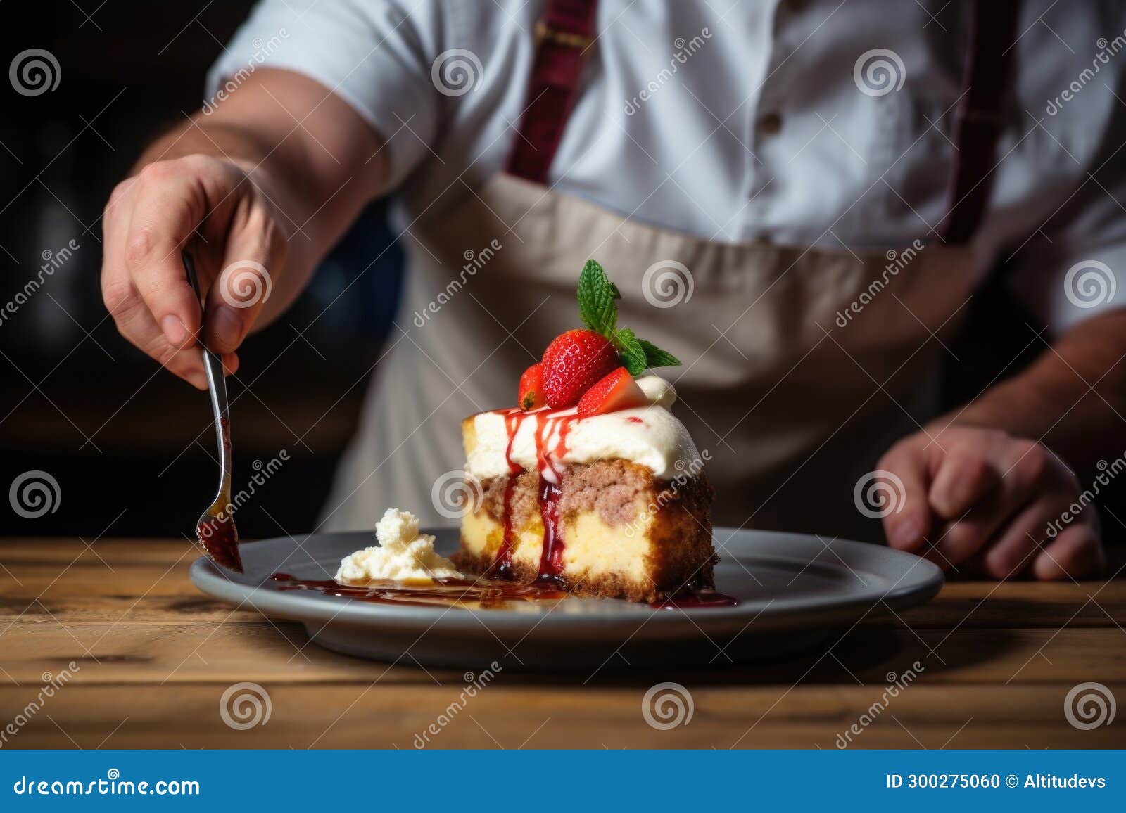 Man Serving a Slice of Cheesecake Stock Photo - Image of generated ...
