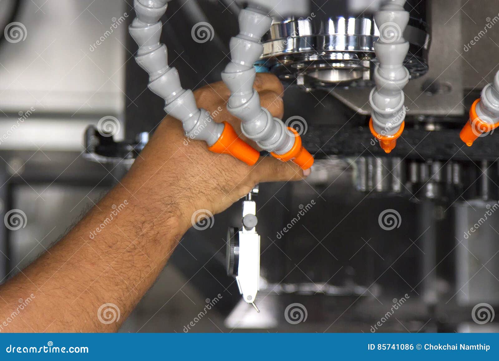 Man Set Up Dial Gauge for Setting Balance Work after Cutting Stock ...
