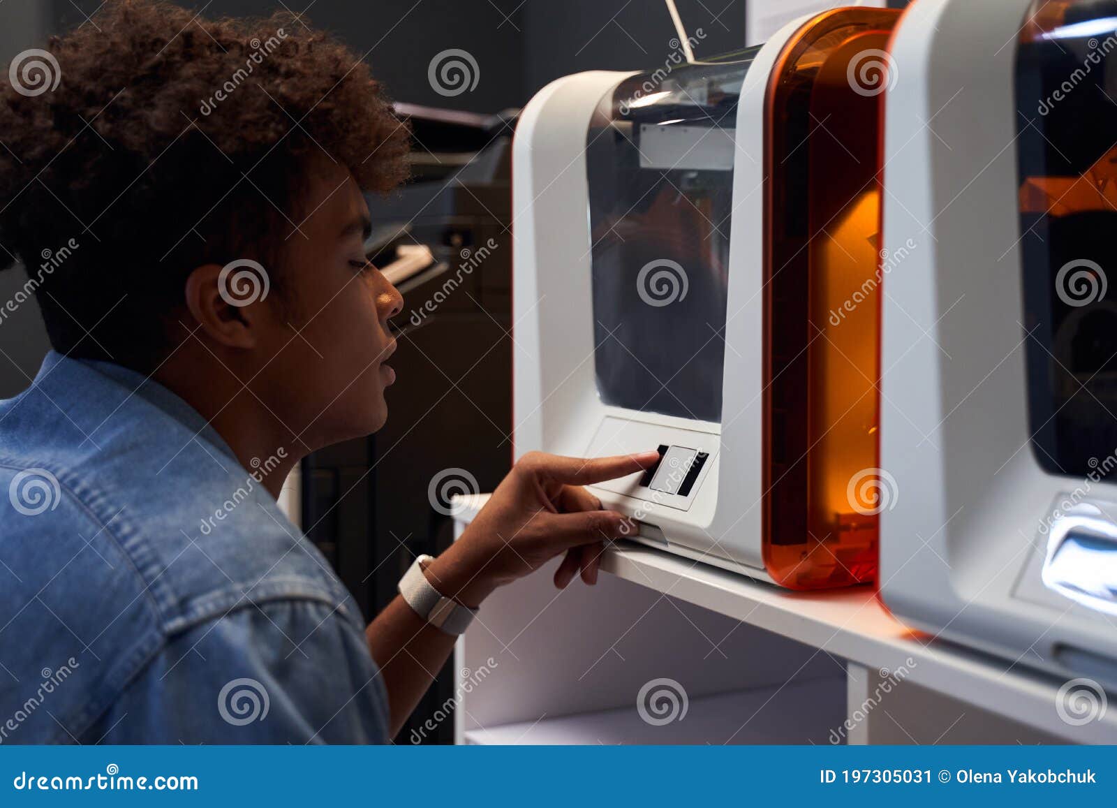 Man Sets the Settings on Printer Stock Image - Image of equipment, male ...
