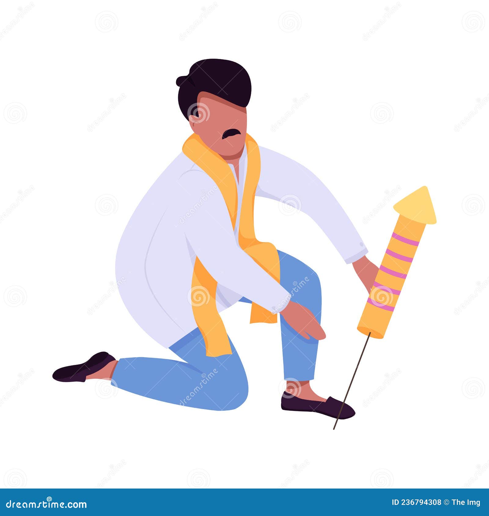 Man Setting Fireworks Semi Flat Color Vector Character Stock Vector ...