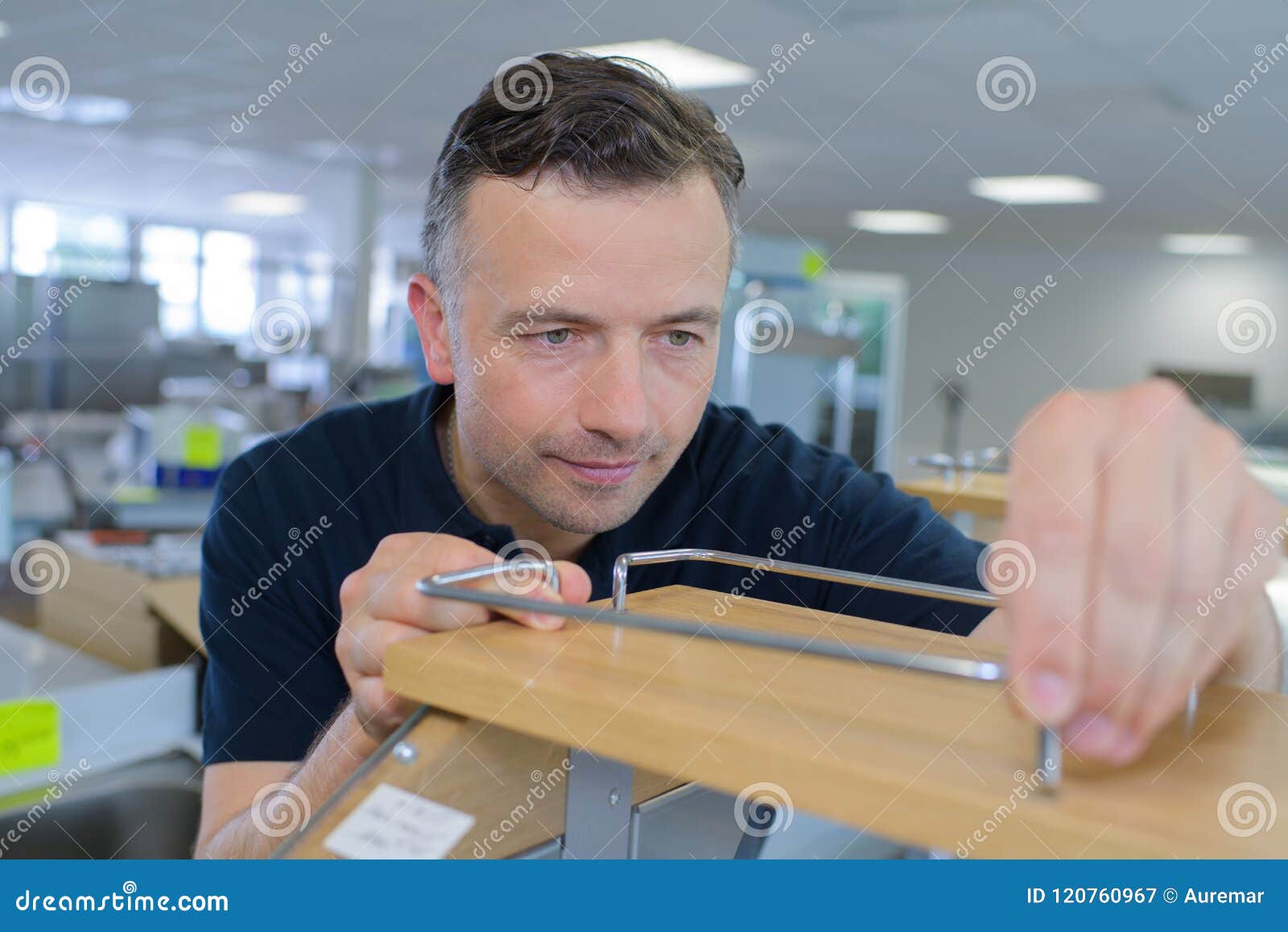 Man Setting Up Office Equipment Stock Image - Image of office, janitor ...